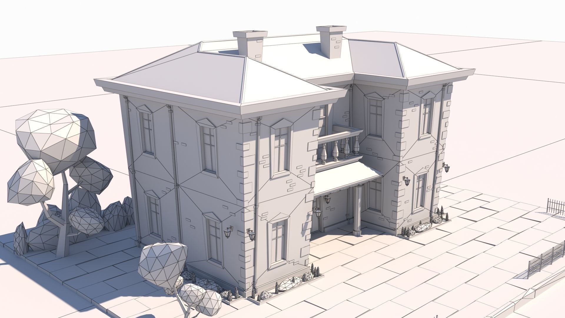 3D model Low Poly Stylized European Street House Building 01 VR / AR ...