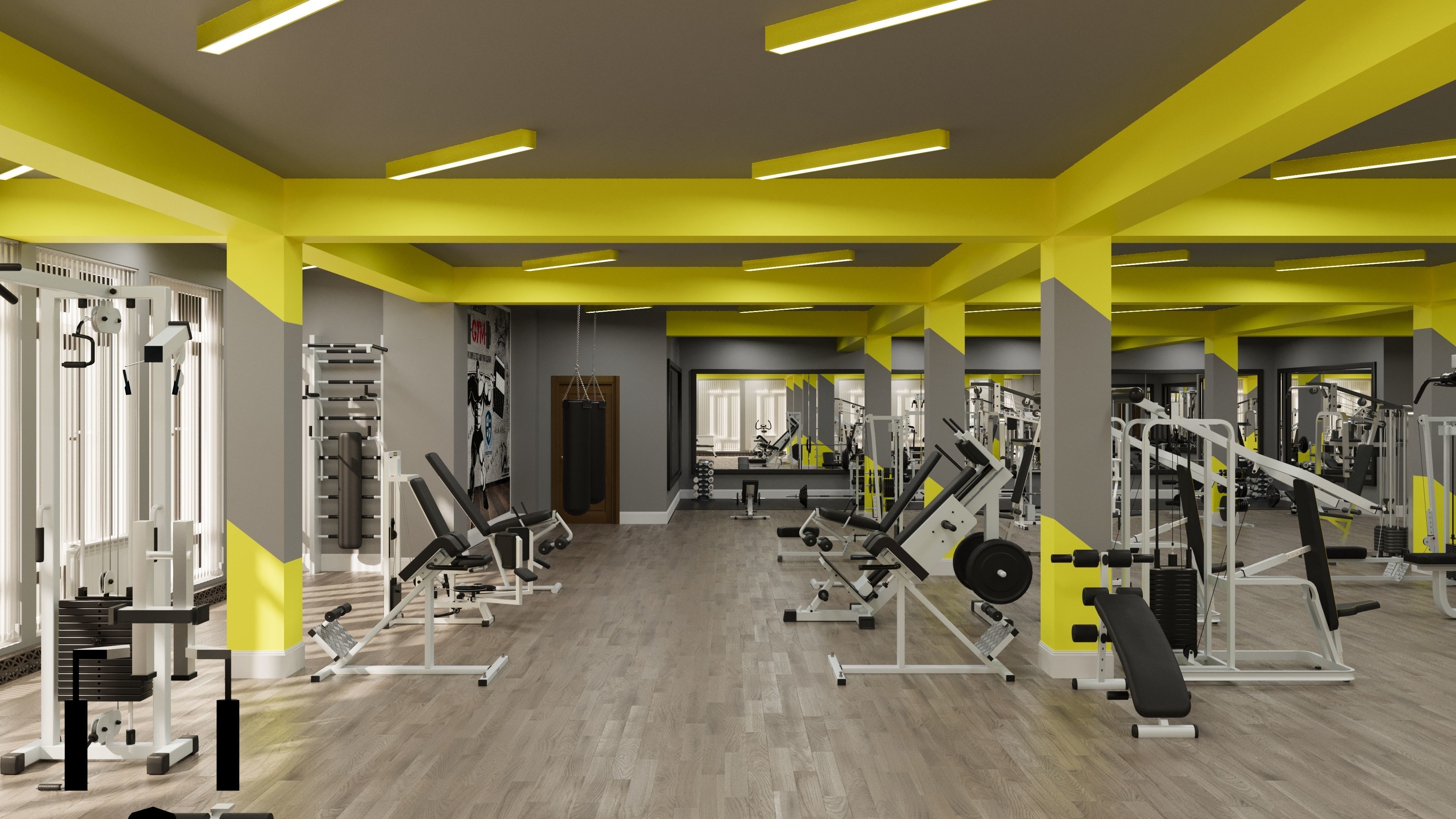 fitness GYM model room with equipment 3D model | CGTrader