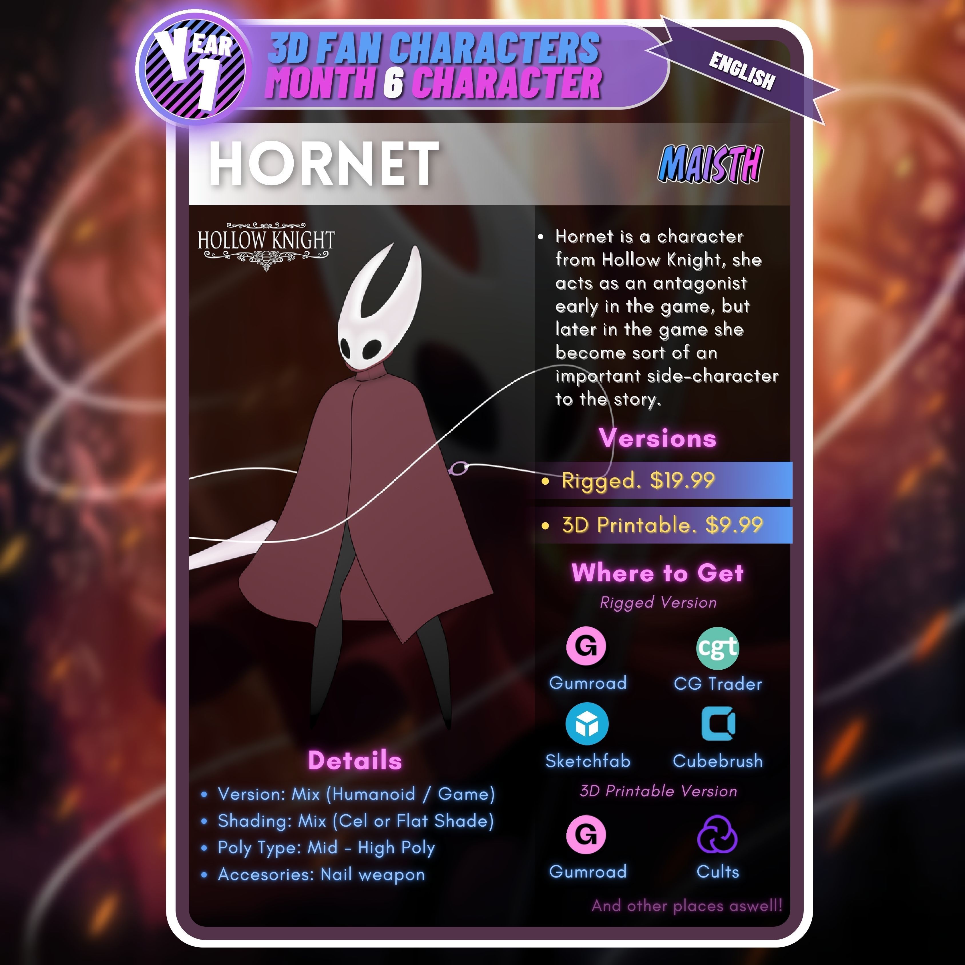 Hornet - Hollow Knight - 3D Model - Rigged 3D model rigged | CGTrader