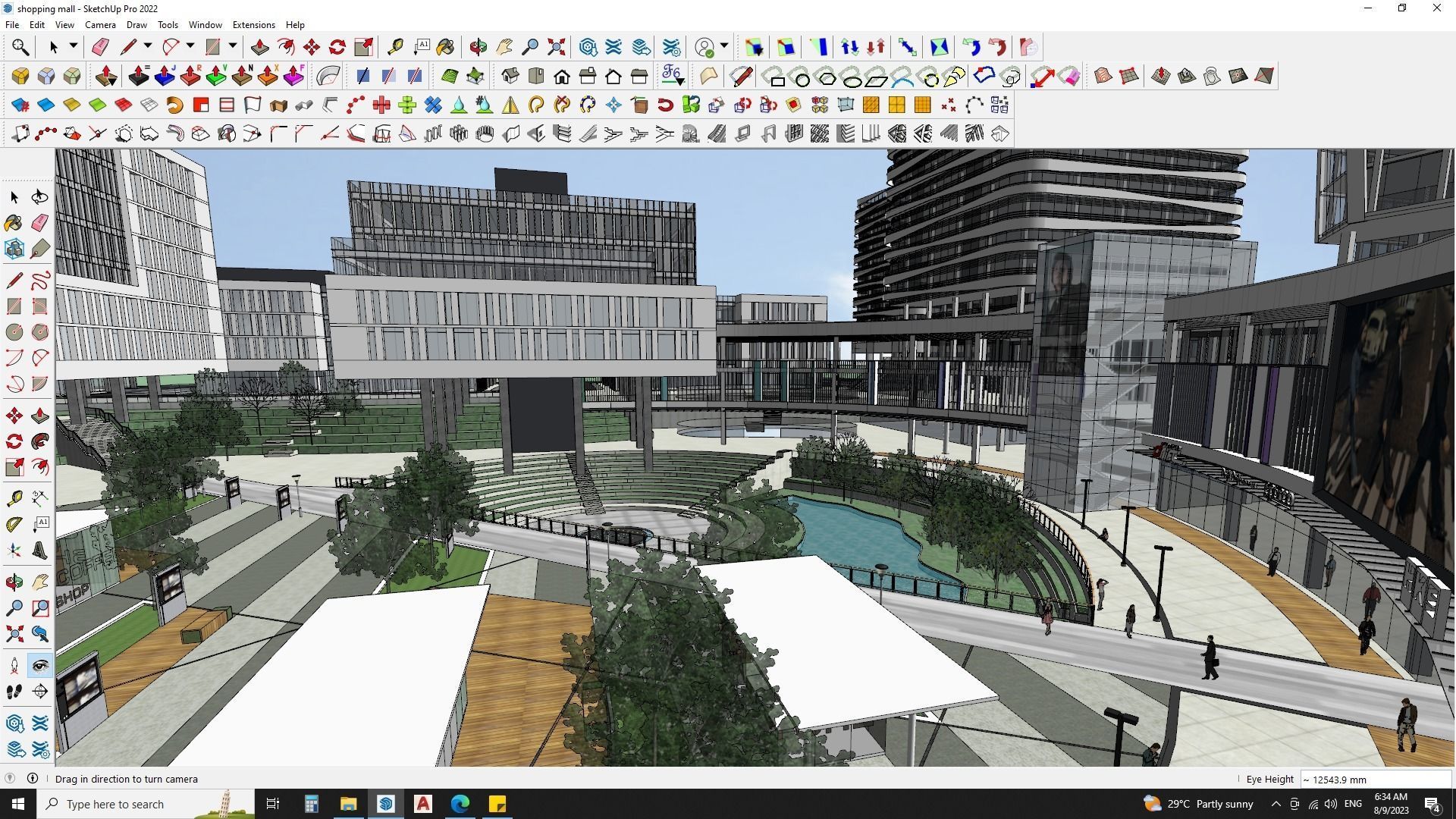 Shopping mall sketchup model with highrise skyscrapper 3D model | CGTrader