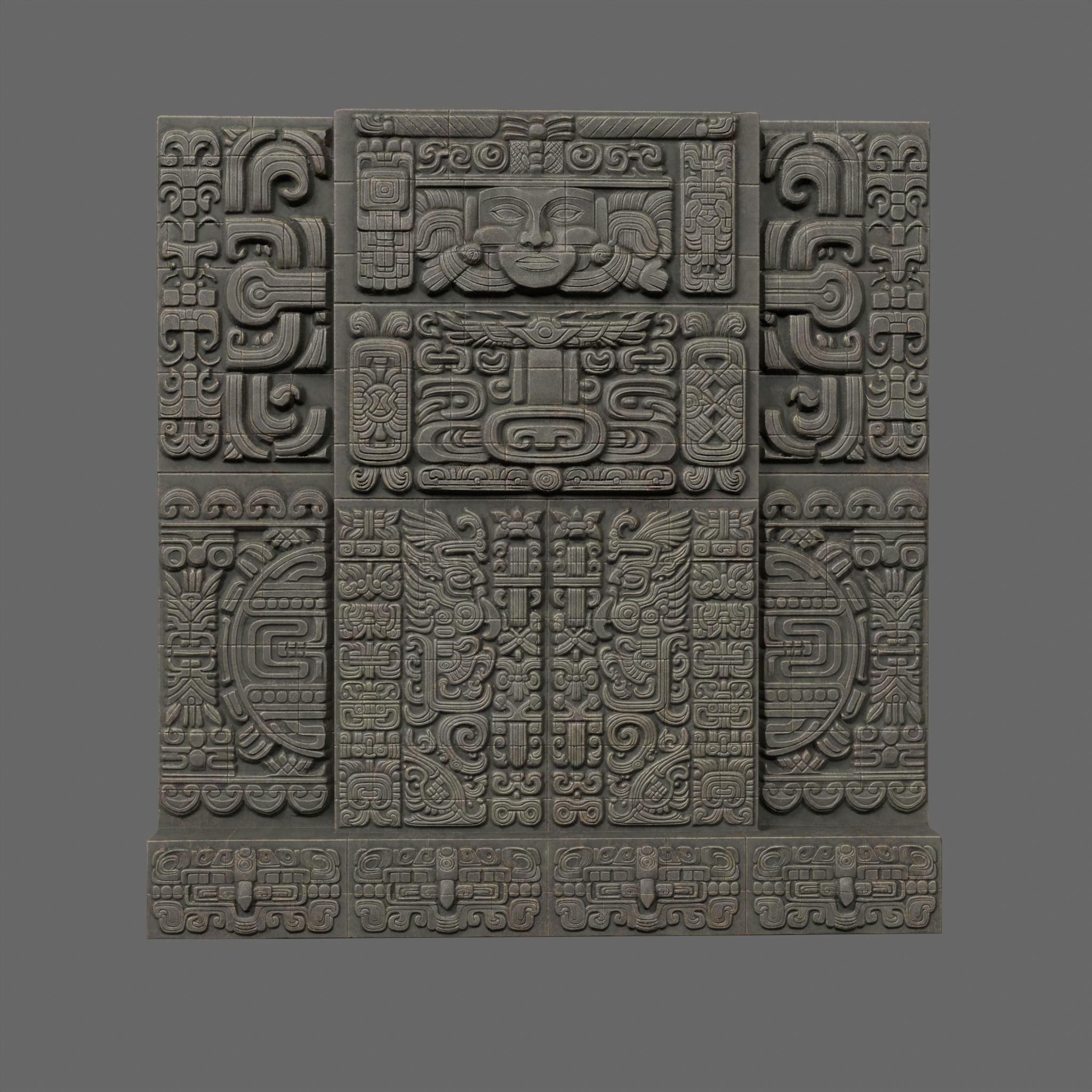 3D model Low poly Black Mayan Temple Walls 230809 VR / AR / low-poly ...