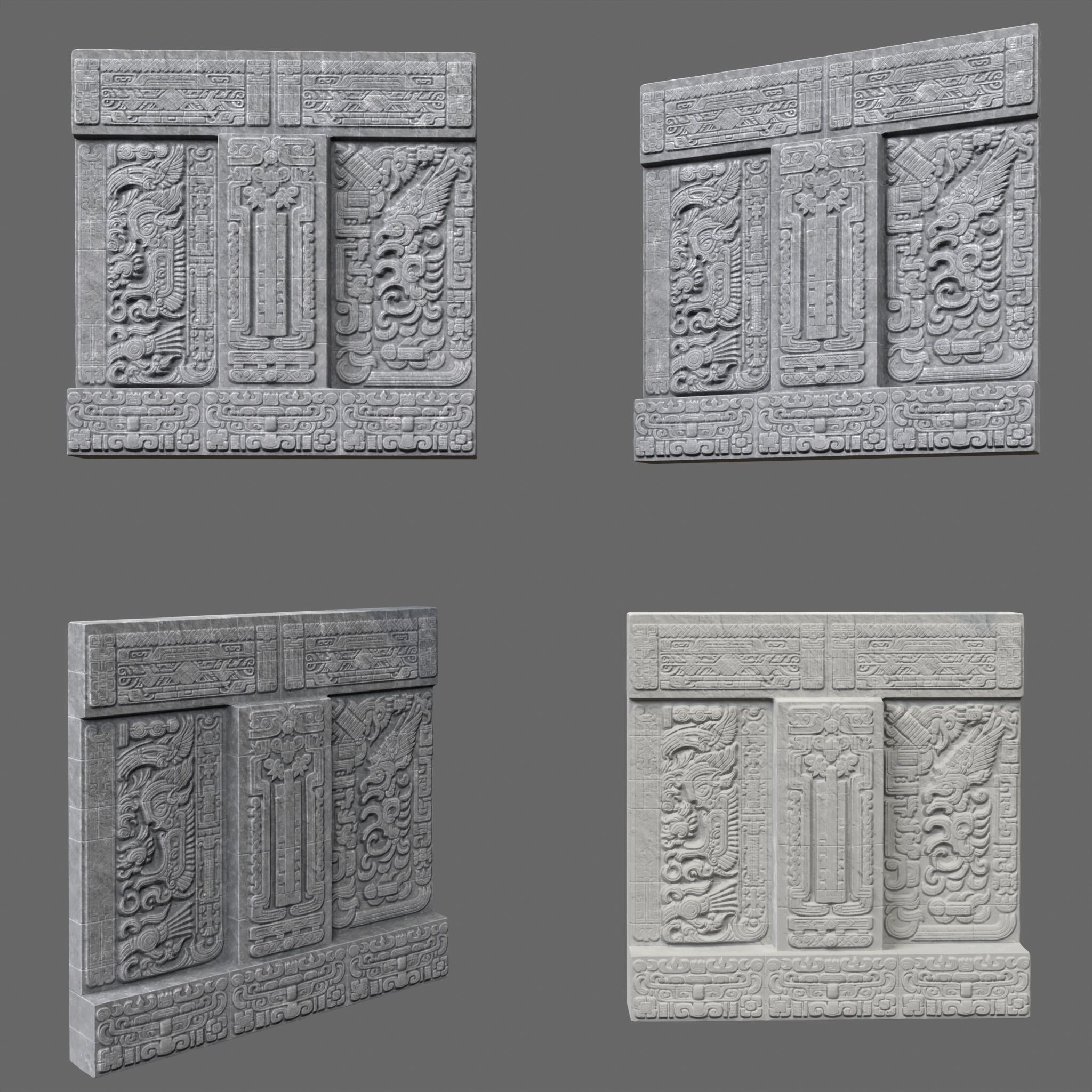 3D model Low poly Gray Mayan Temple Walls 230809 VR / AR / low-poly | CGTrader