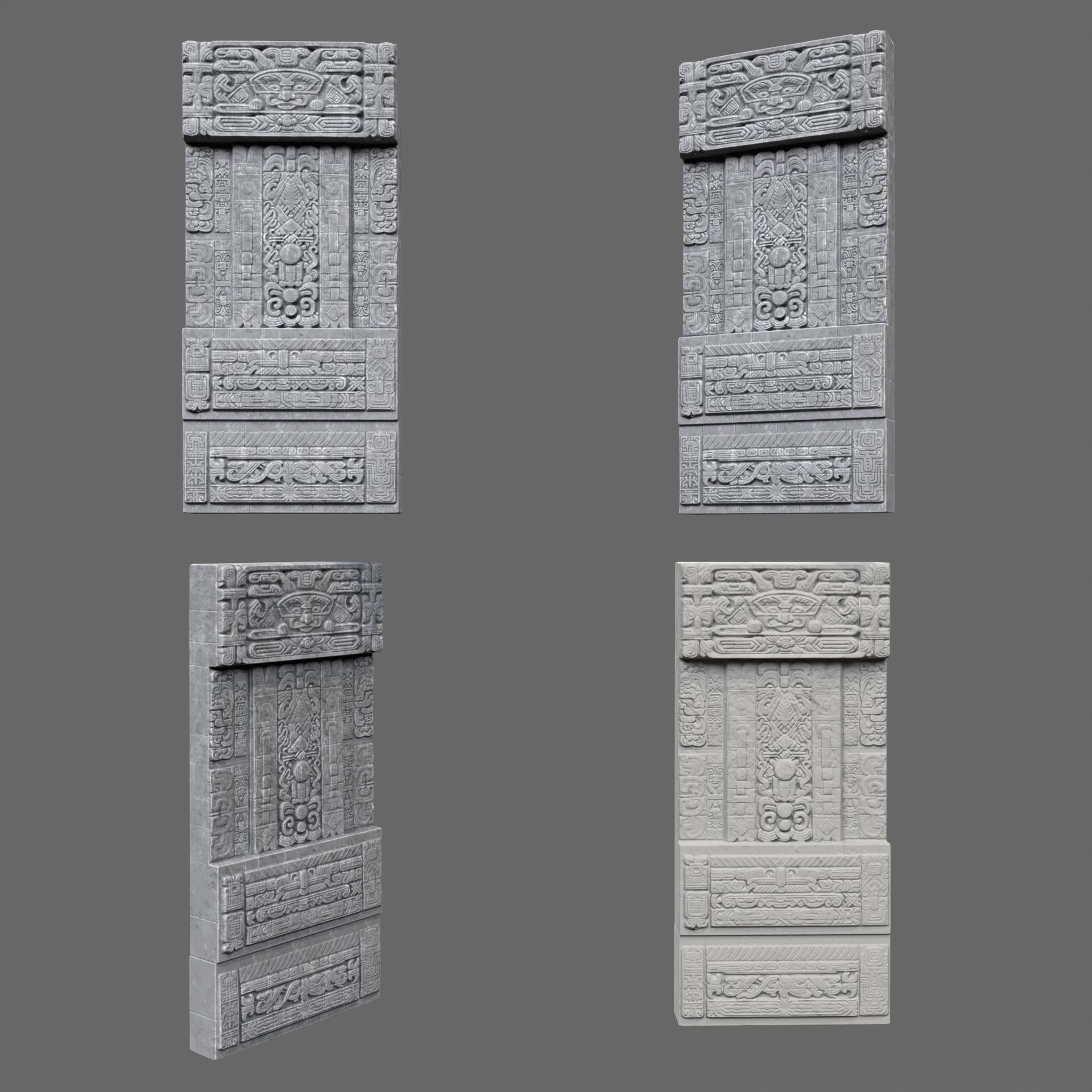 3D model Low poly Gray Mayan Temple Walls 230809 VR / AR / low-poly | CGTrader