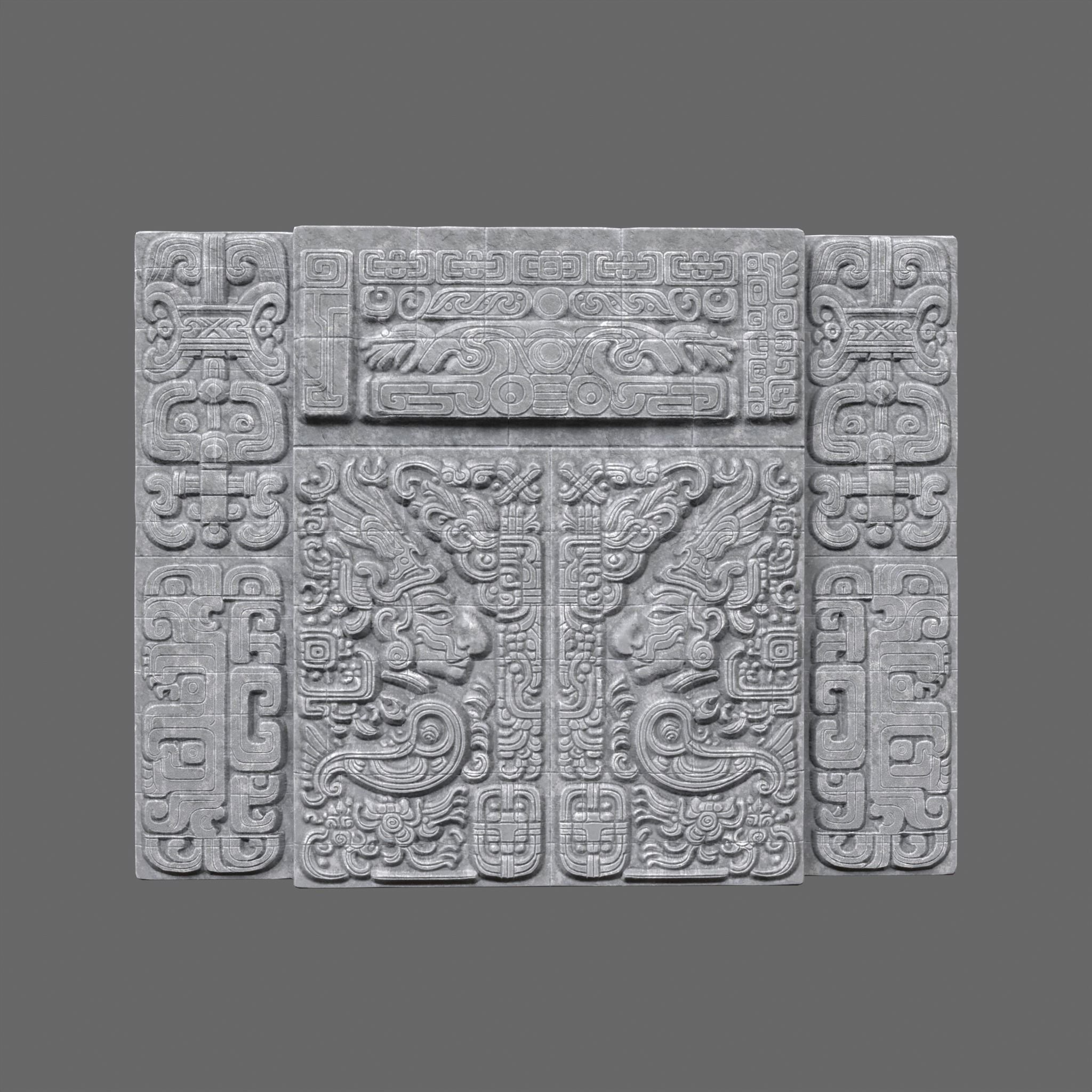 3D model Low poly Gray Mayan Temple Walls 230809 VR / AR / low-poly ...