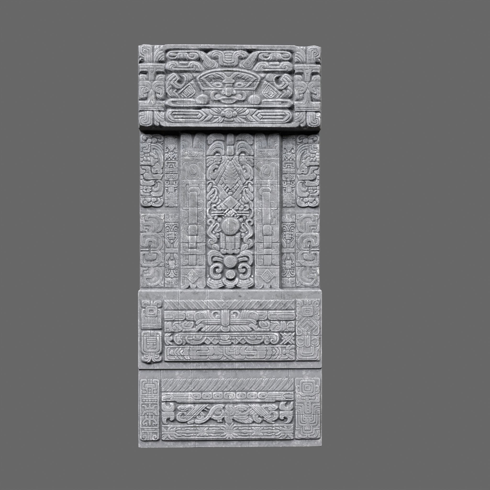 3D model Low poly Gray Mayan Temple Walls 230809 VR / AR / low-poly ...
