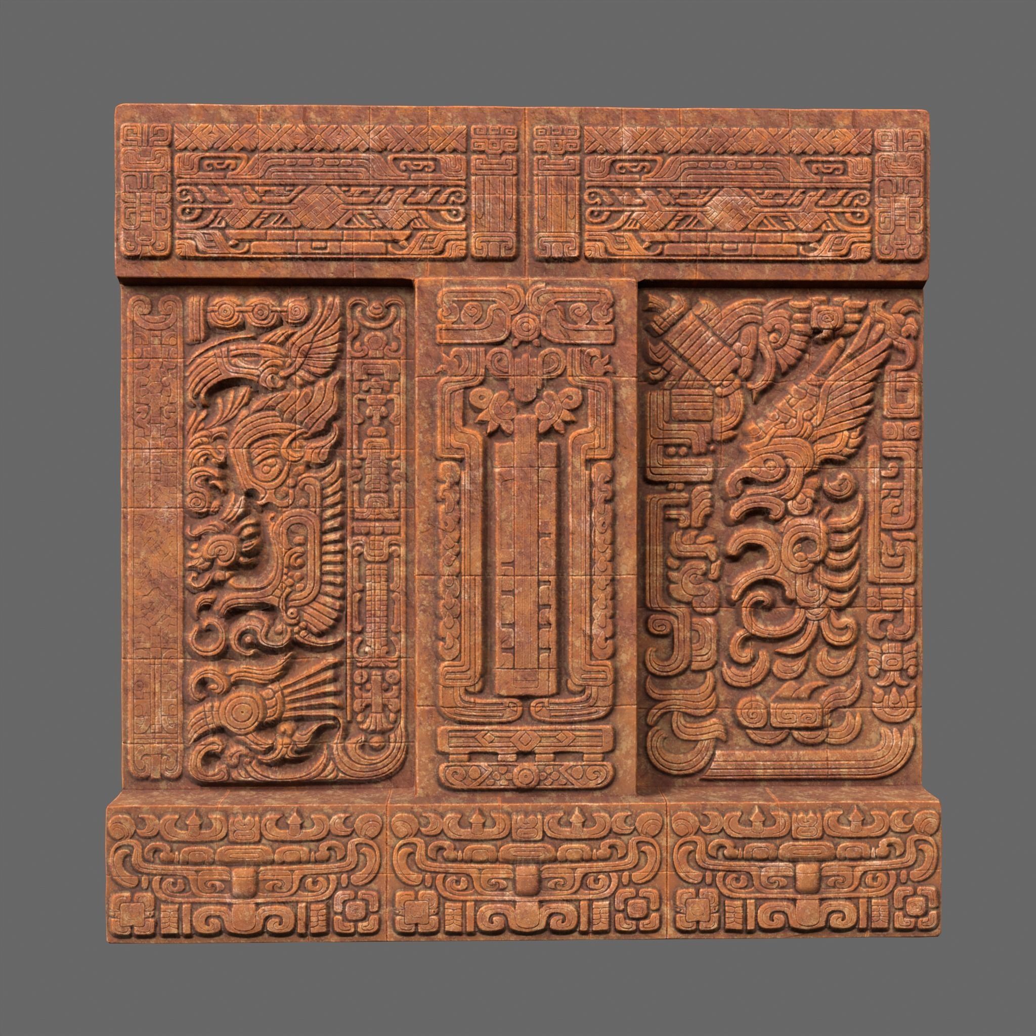 3D model Low poly Yellow Mayan Temple Walls 230809 VR / AR / low-poly ...
