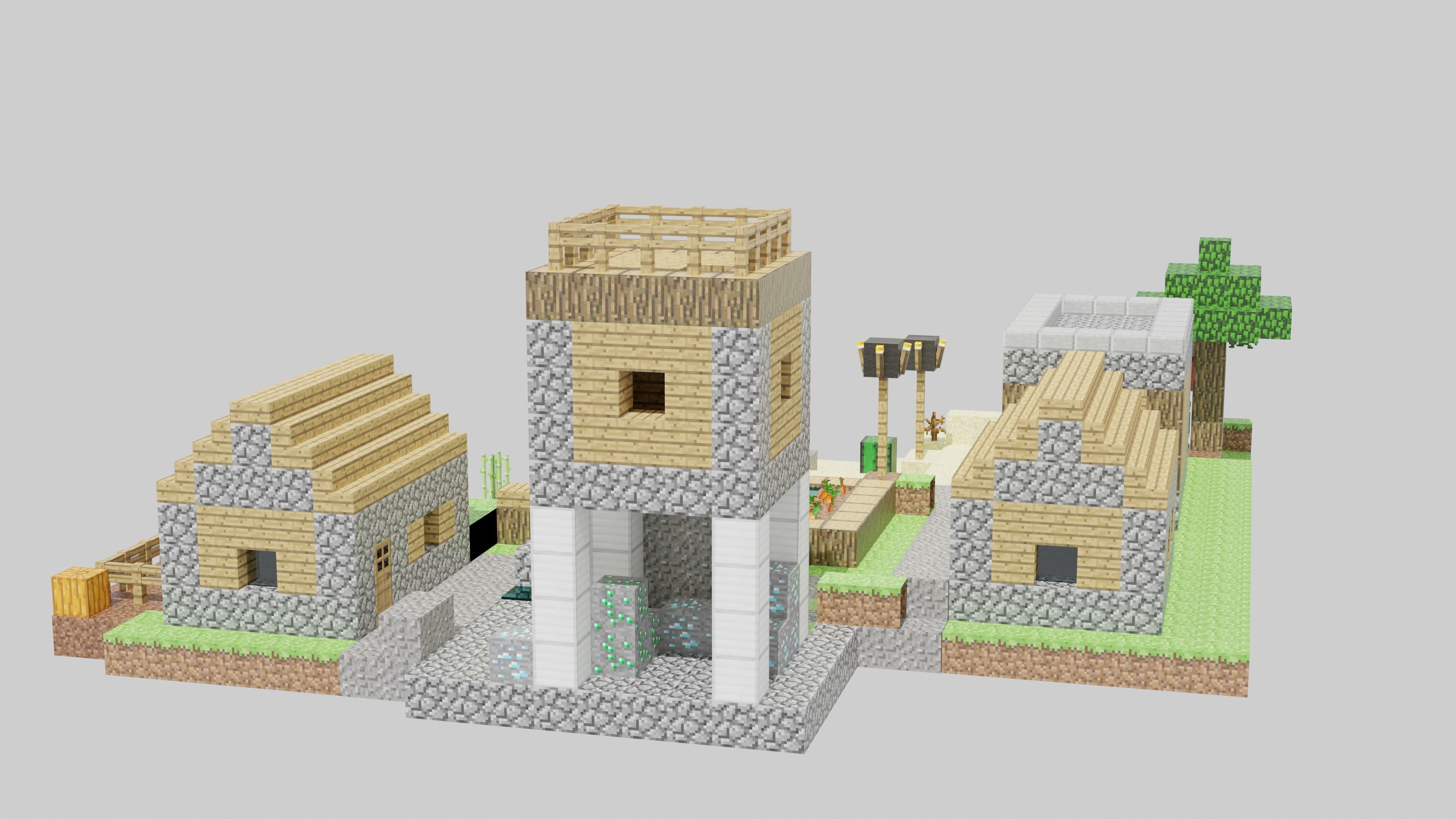 3D model Minecraft Village VR / AR / low-poly | CGTrader