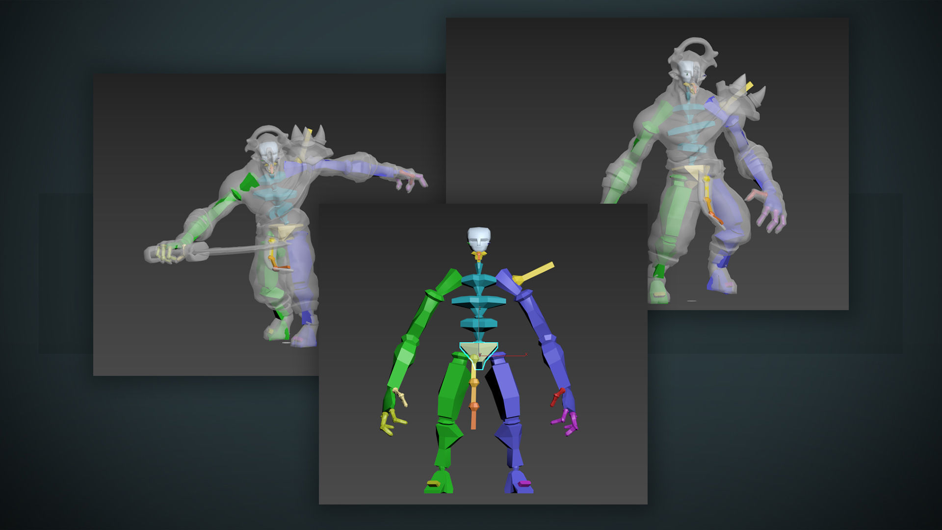 3D model Stylized demon warrior character with animations VR / AR / low ...