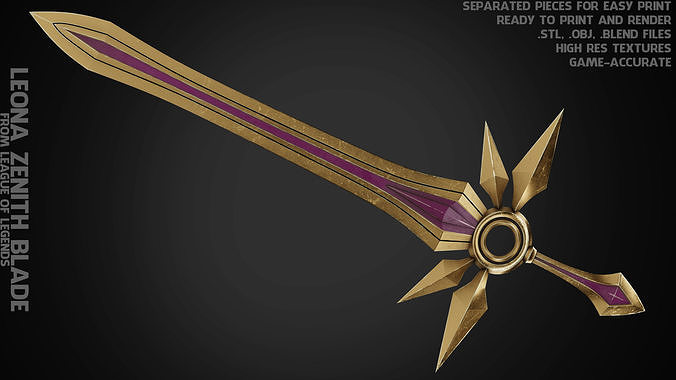League of Legends Leona Zenith Blade for Cosplay 3D model 3D printable ...