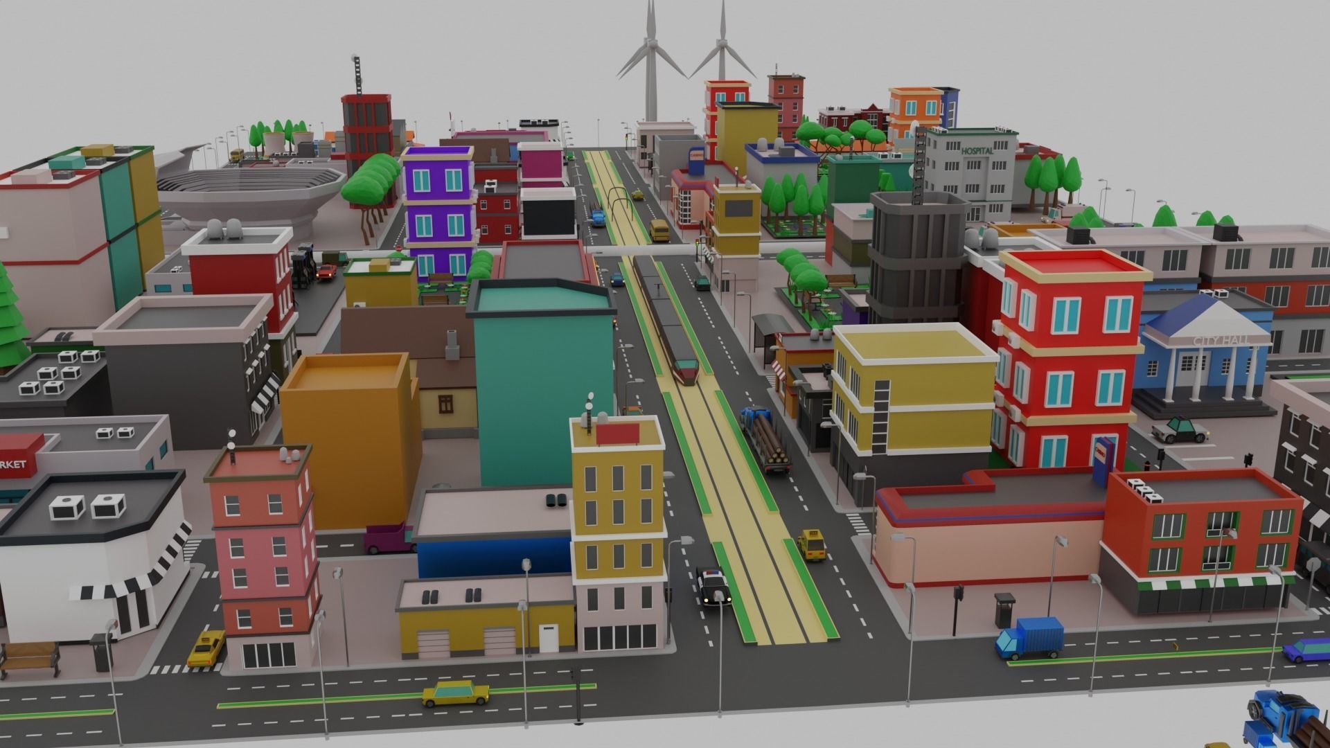 3D model Low Poly City Pack City Asset Game Ready City Pack 3D Model VR ...