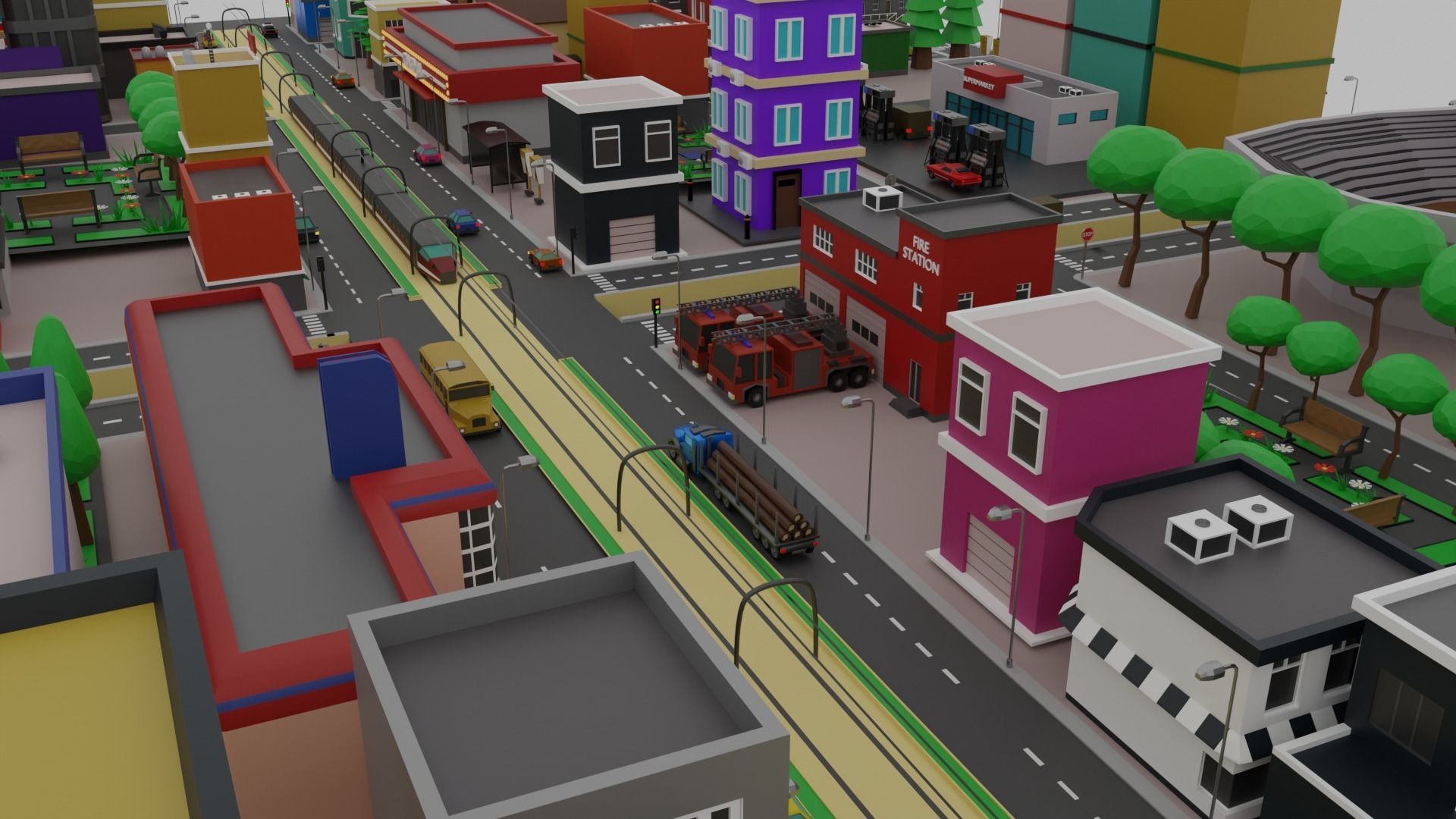 3D model Low Poly City Pack City Asset Game Ready City Pack 3D Model VR ...