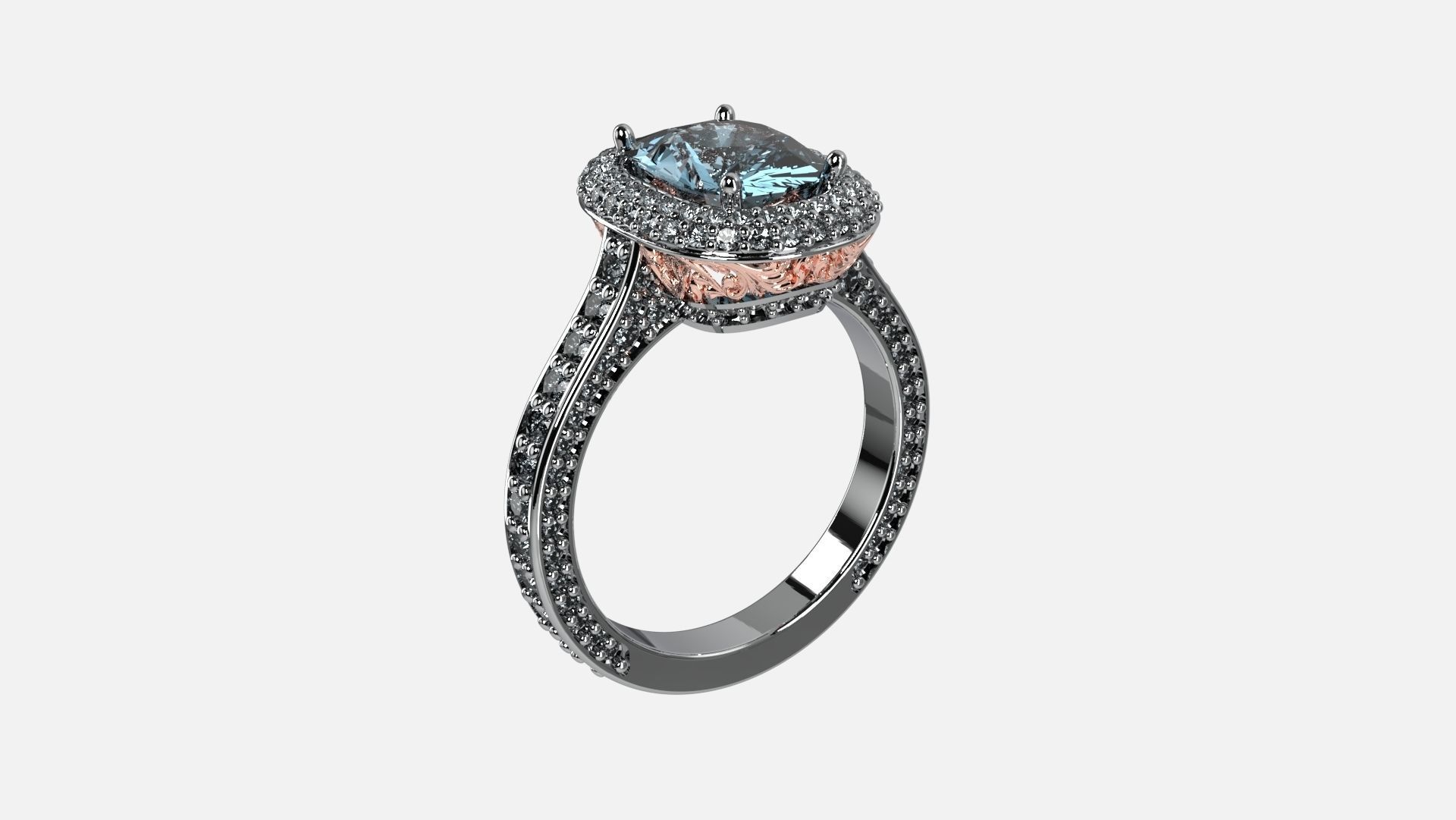 Olivia Jewelry Diamond Ring stl 3D print model 3D print model 3D model ...