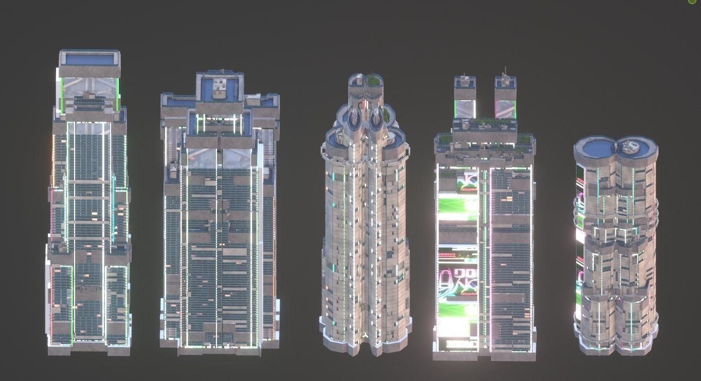 Building Sci-Fi Skyscraper City Building Pack Kitbash 3D model | CGTrader