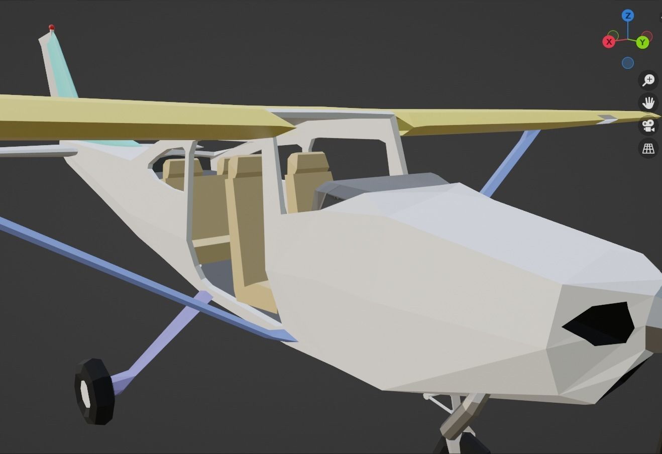 3D model Low poly Cessna 172 Skyhawk with interiors VR / AR / low-poly | CGTrader