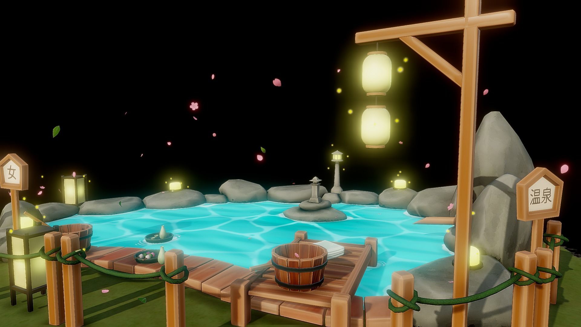 3D model Japanese Hot Spring VR / AR / low-poly | CGTrader