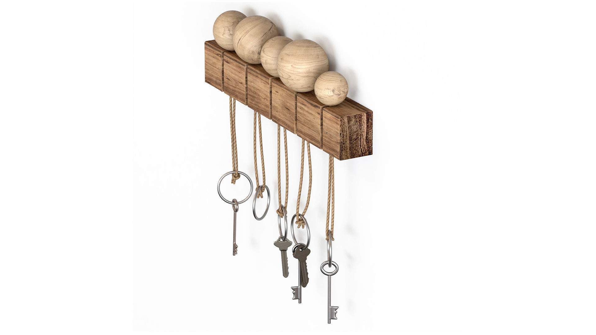 wall mounted keyholder with wooden key rack 3D model | CGTrader