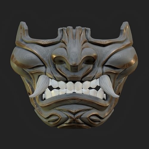 Samurai Oni Mask 04 Half Face 3D model 3D printable | CGTrader