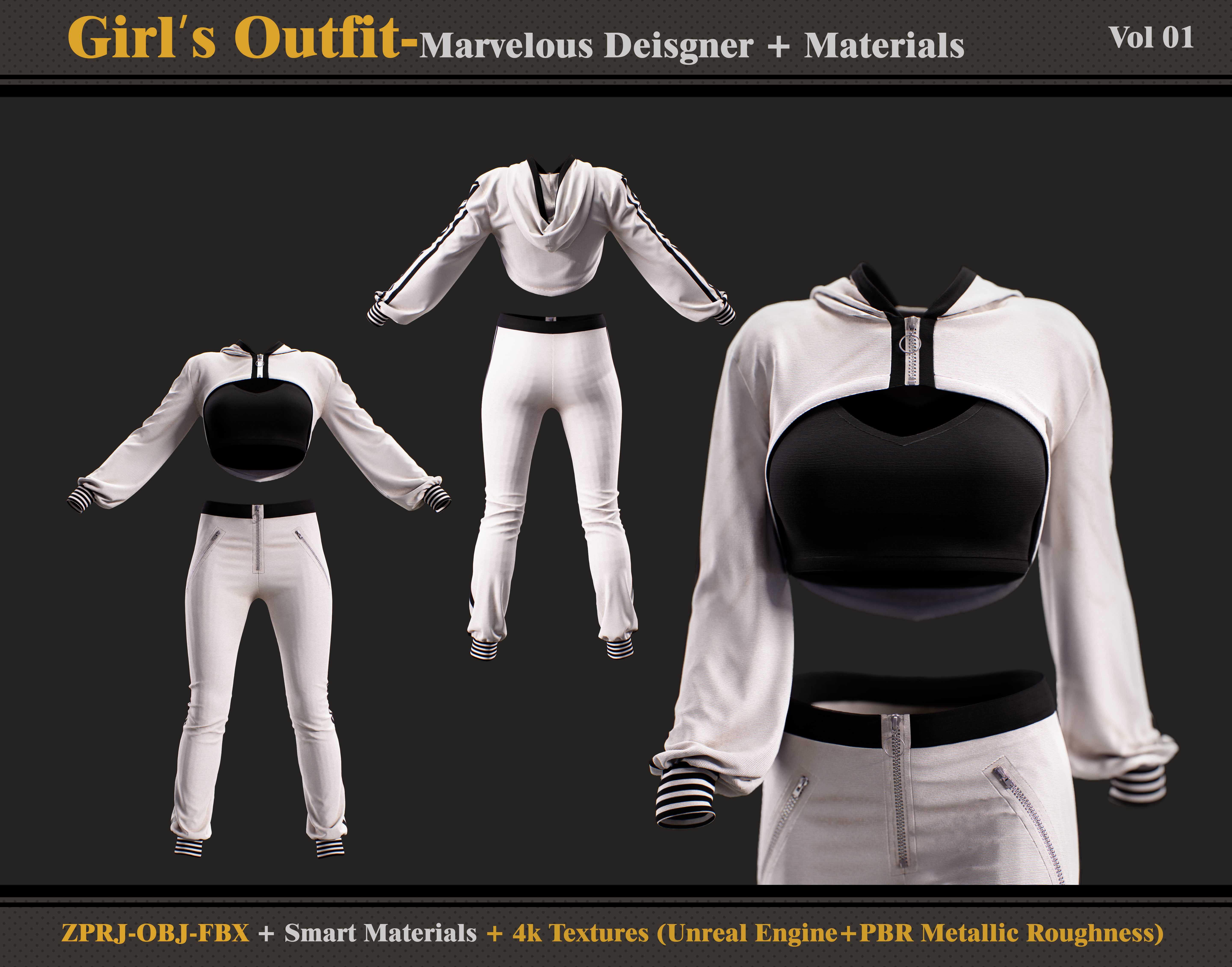 Girl outfit 01-jprj-fbx-obj-materials 3D model | CGTrader