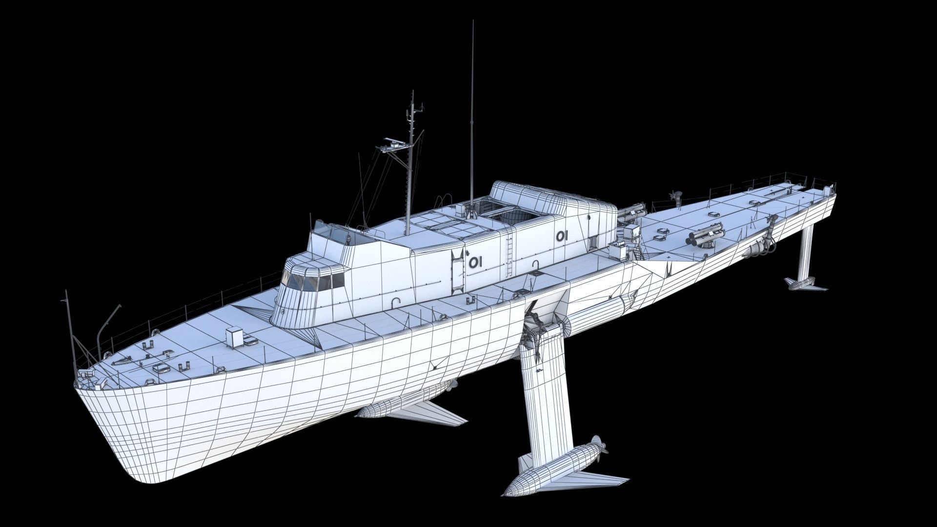 USS Plainview AGEH hydrofoil ship 3D model | CGTrader