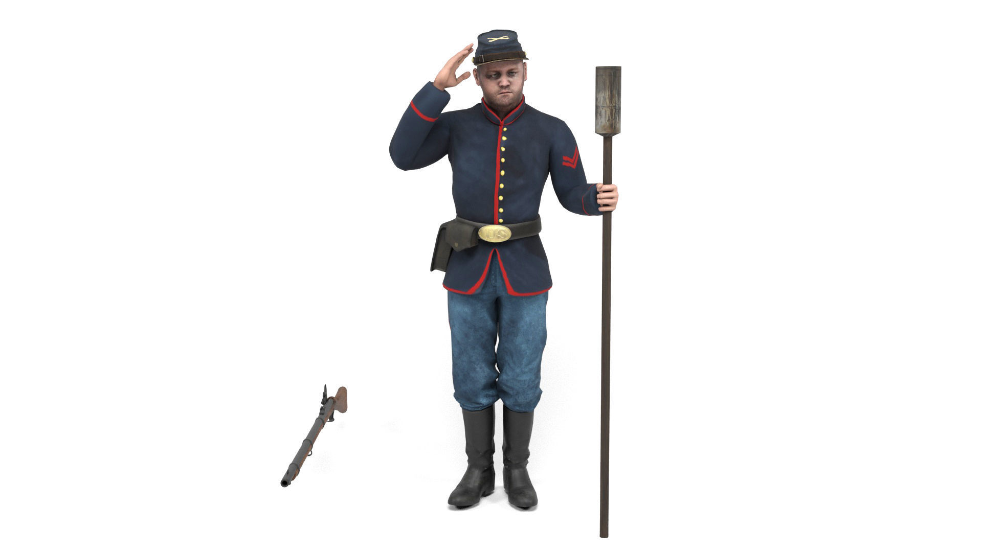 3D model Union Soldier 3 - Artillery VR / AR / low-poly | CGTrader