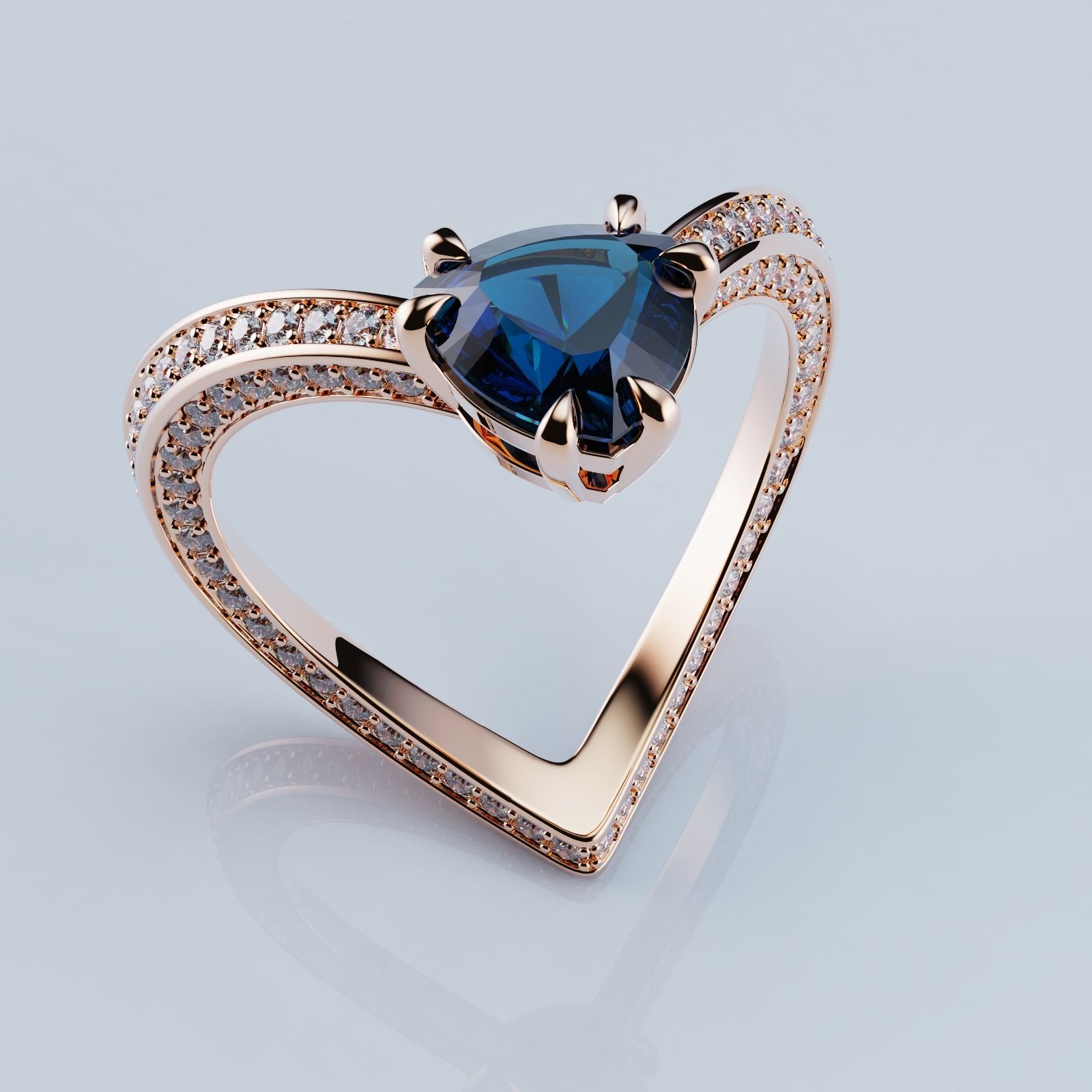 Trillion Heart Ring Style 3D model 3D printable | CGTrader