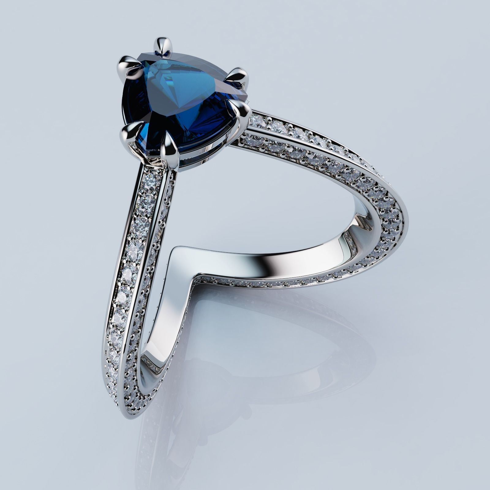 Trillion Heart Ring Style 3D model 3D printable | CGTrader