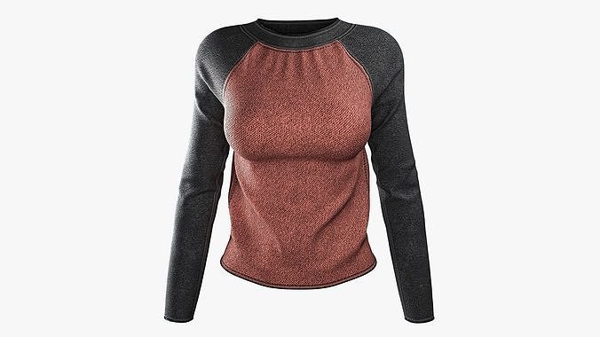 3D model Women Raglan Shirt VR / AR / low-poly | CGTrader