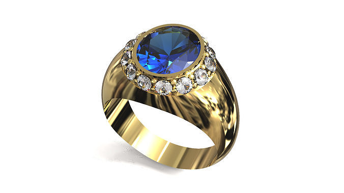 Ring Blue gem 3D model 3D printable | CGTrader