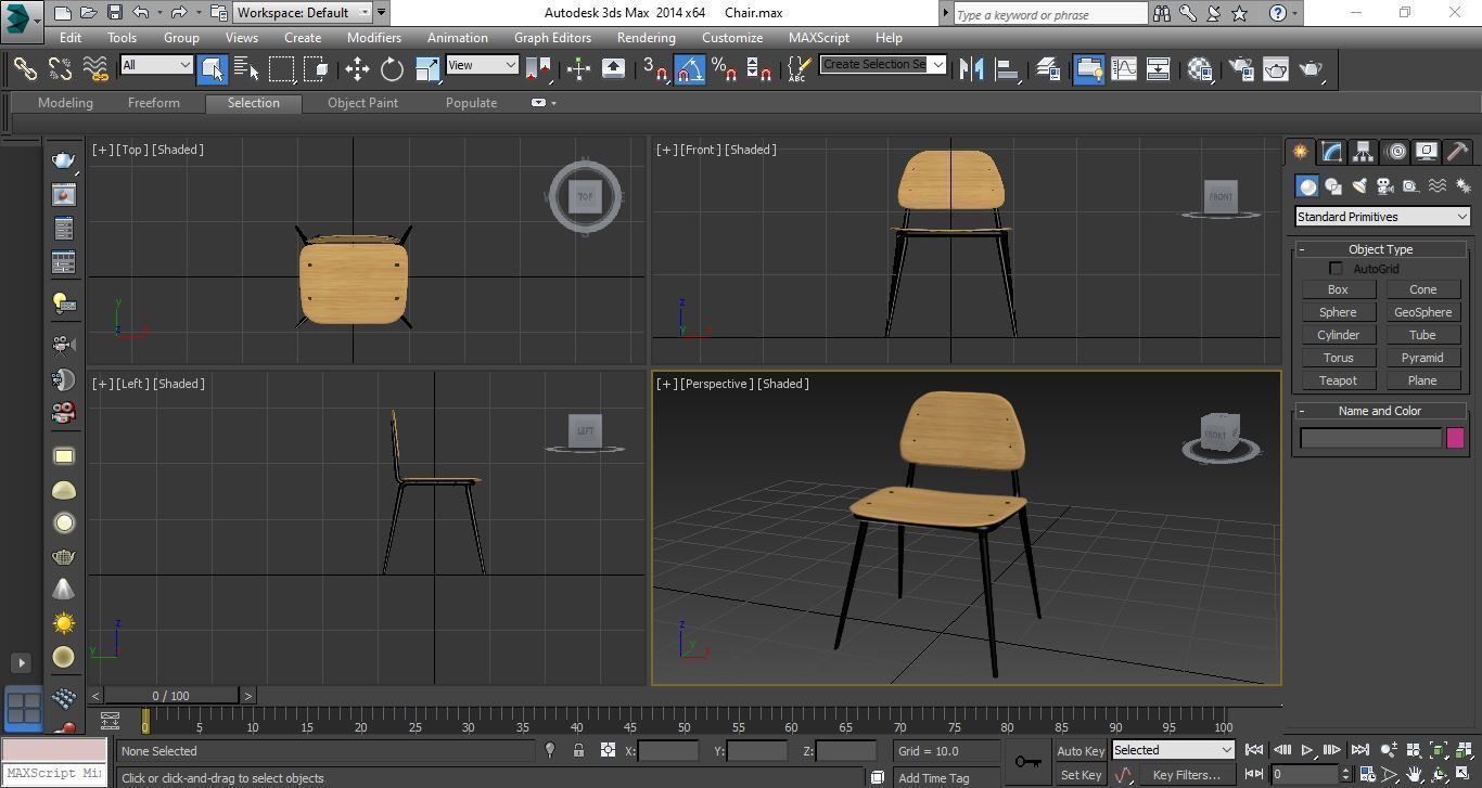 wooden simple chair 3D model rigged | CGTrader