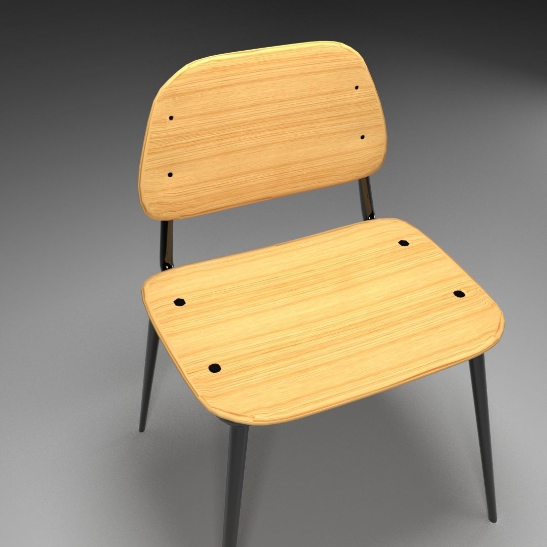 wooden simple chair 3D model rigged | CGTrader