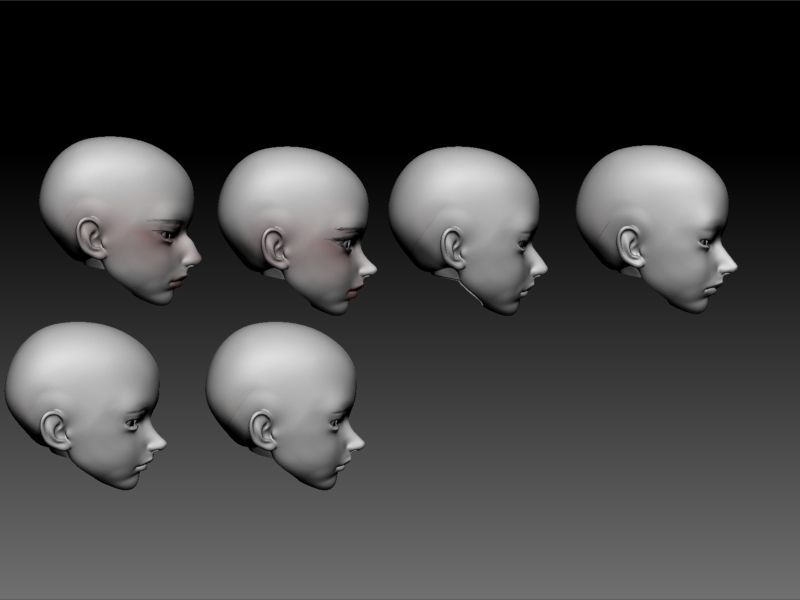6 HEADS FOR BJD STL DOLL SERA 3D model 3D printable | CGTrader