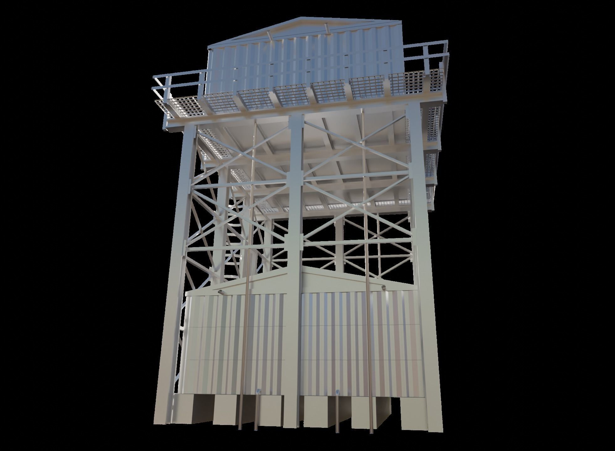 Overhead Steel Reservoir Steel Tank - Double Tanks 3D model | CGTrader