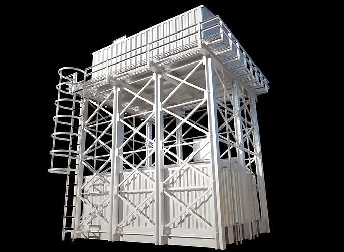 Overhead Steel Reservoir Steel Tank - Double Tanks 3D model | CGTrader