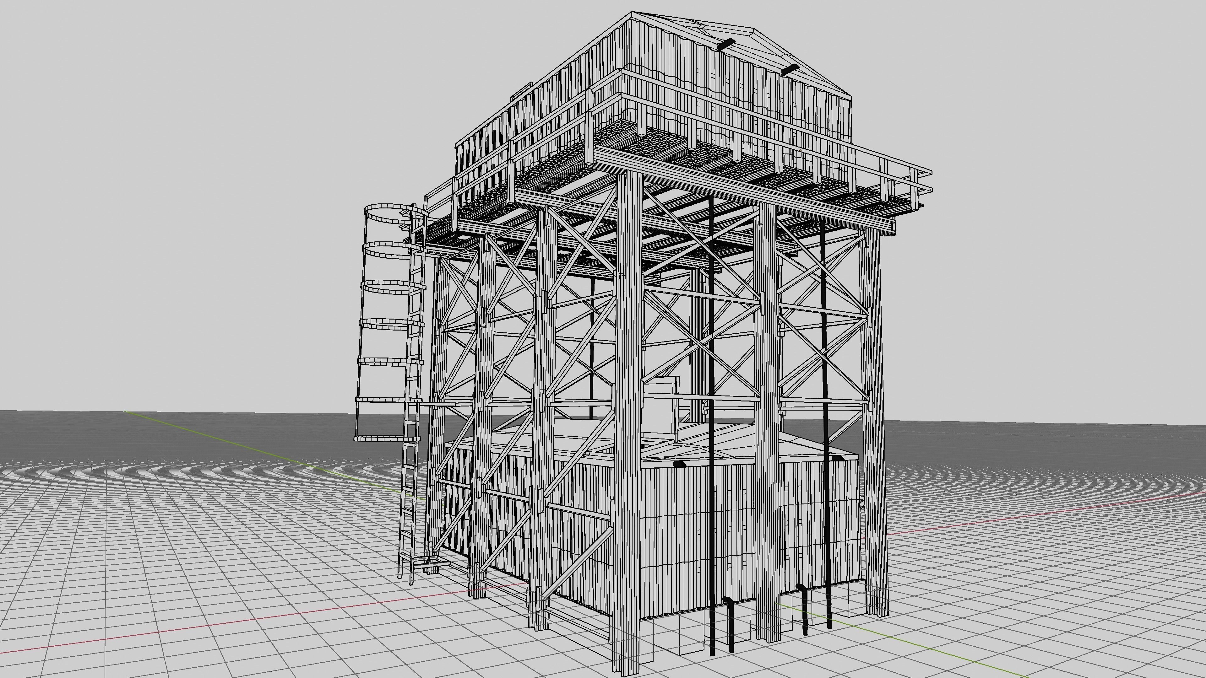 Overhead Steel Reservoir Steel Tank - Double Tanks 3D model | CGTrader