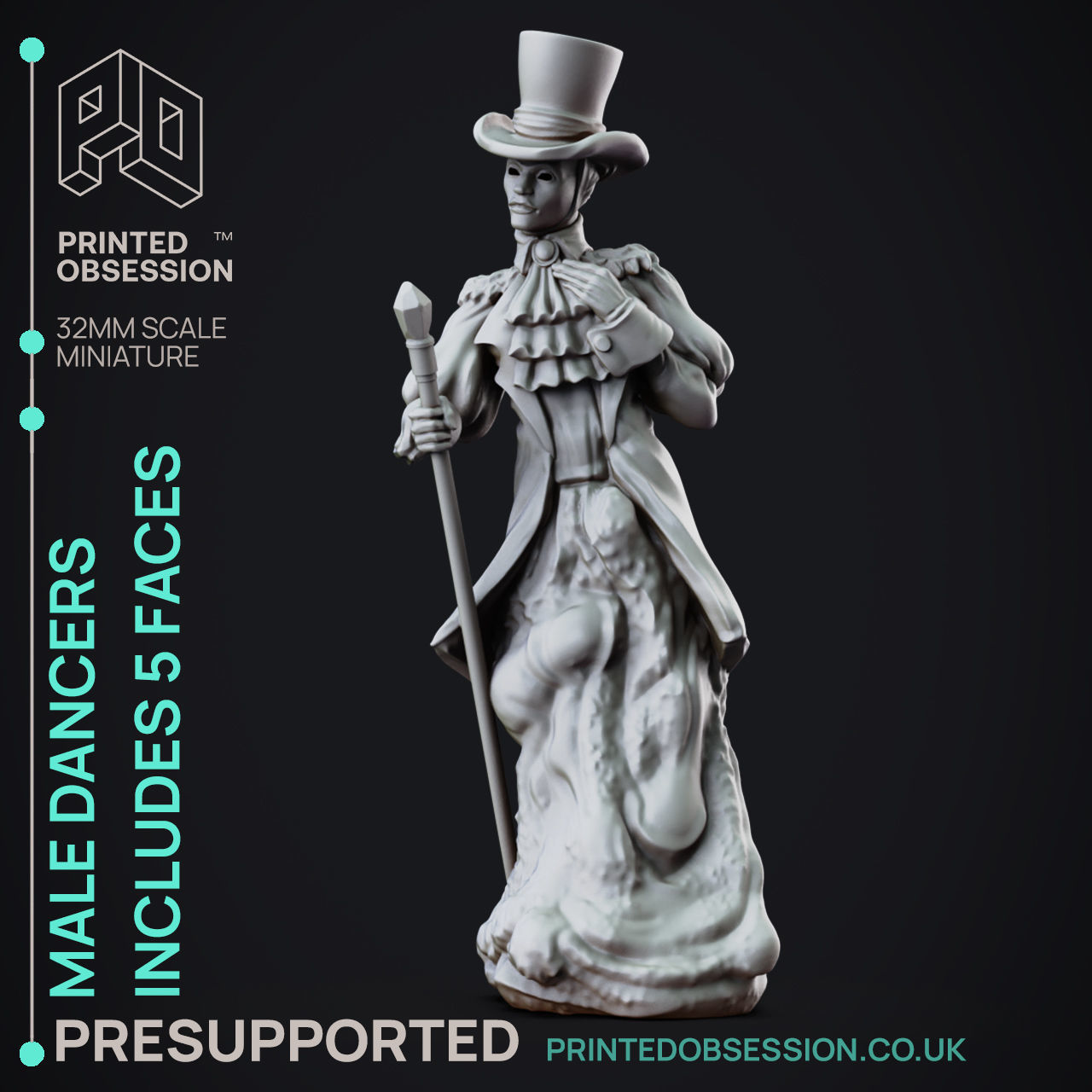 Male Dancer - 3D Printable TTRPG - PRESUPPORTED - 32mm Scale 3D model ...