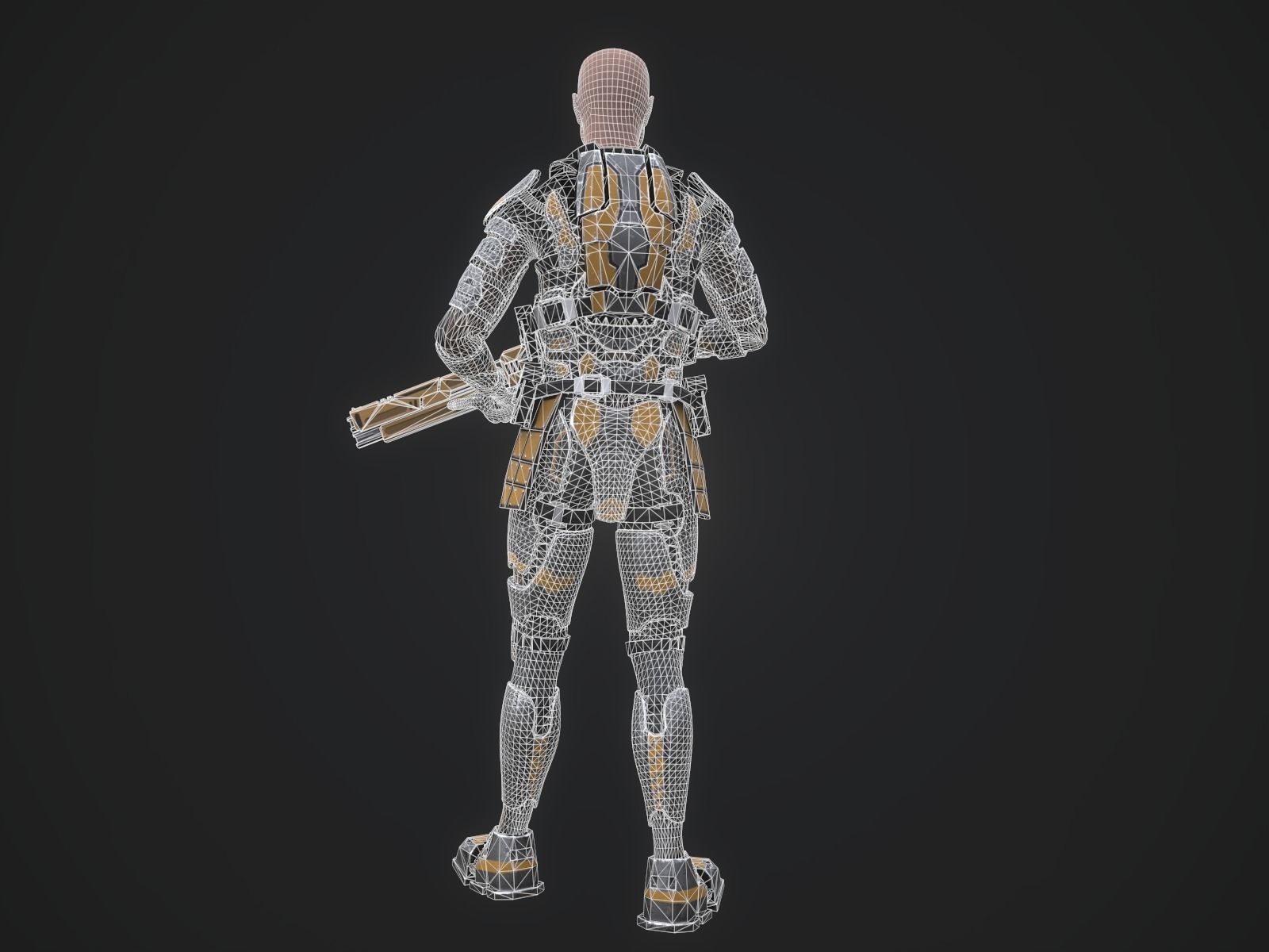 3D model Sci-fi armored human warrior gameready character model VR / AR ...