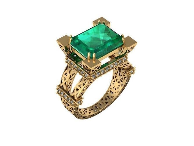 women big stone ring 3D print model 3D model 3D printable | CGTrader