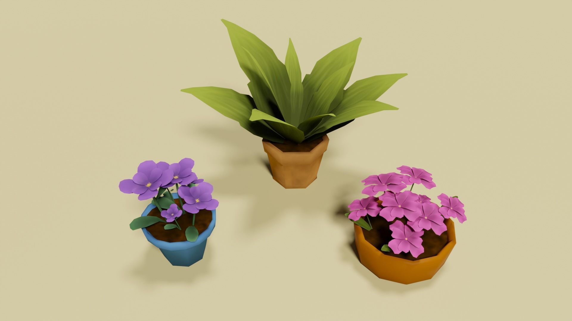 3D model Stylized Plant and Flowers - Low Poly 3D Model VR / AR / low ...