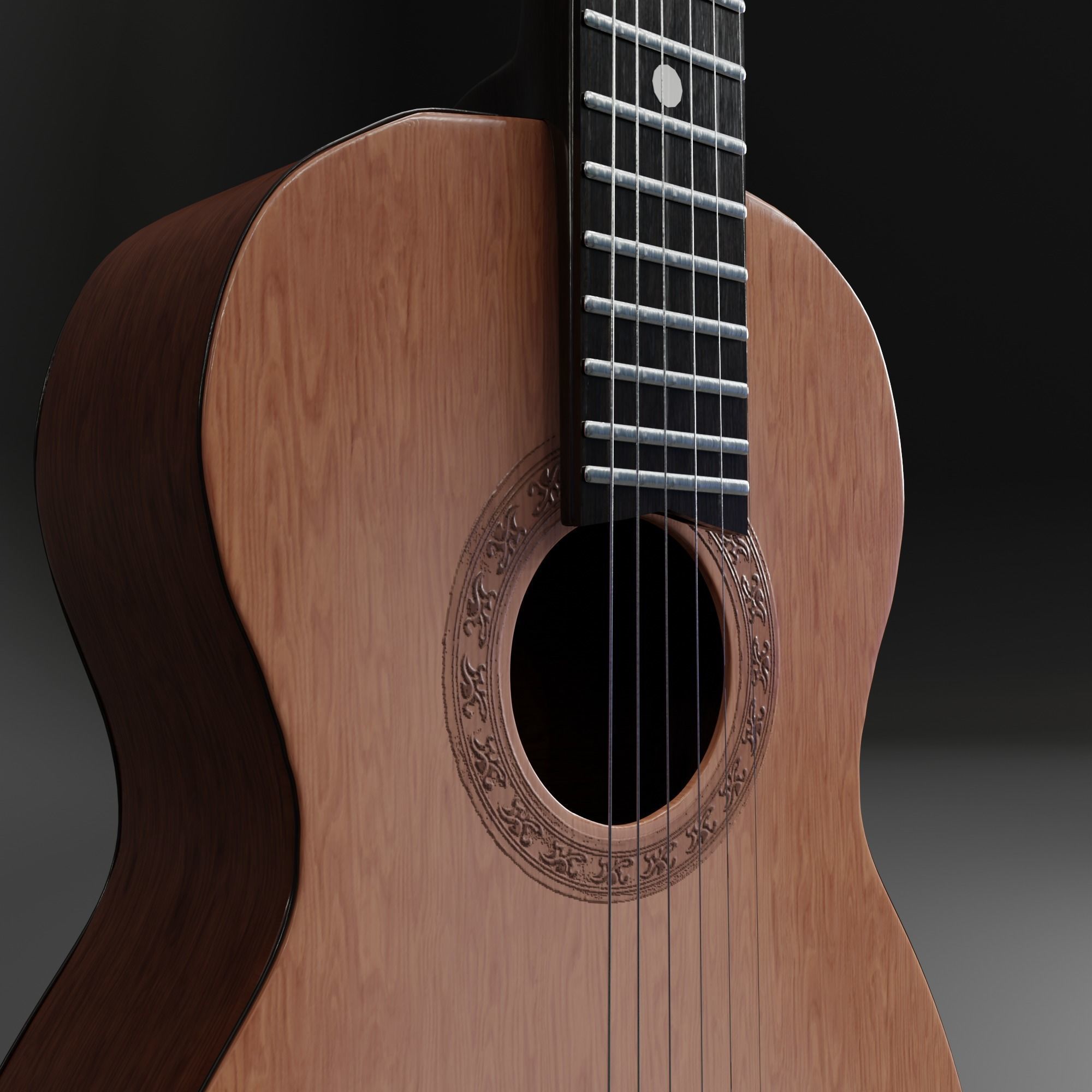 Acoustic six-string guitar 3D model | CGTrader
