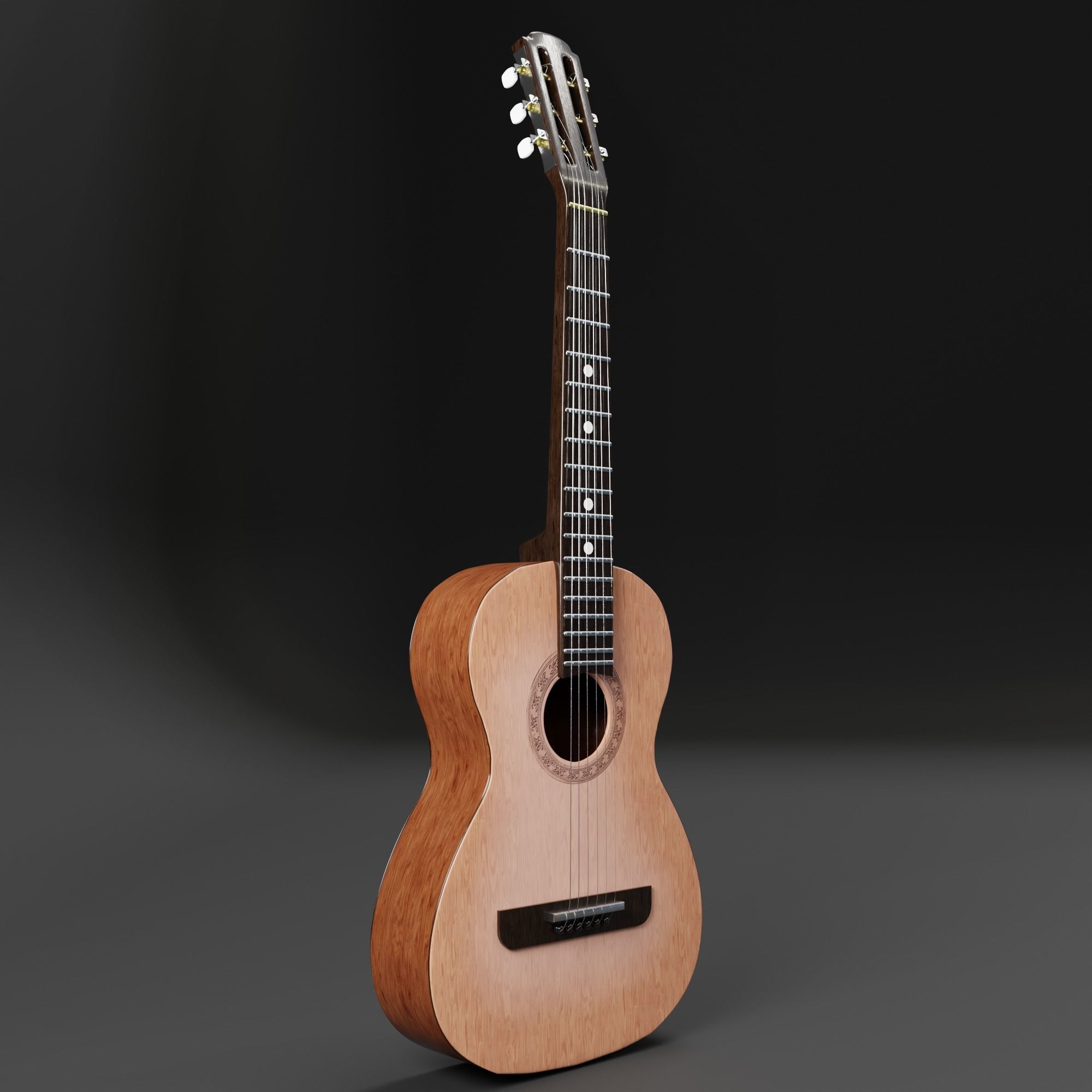 Acoustic six-string guitar 3D model | CGTrader