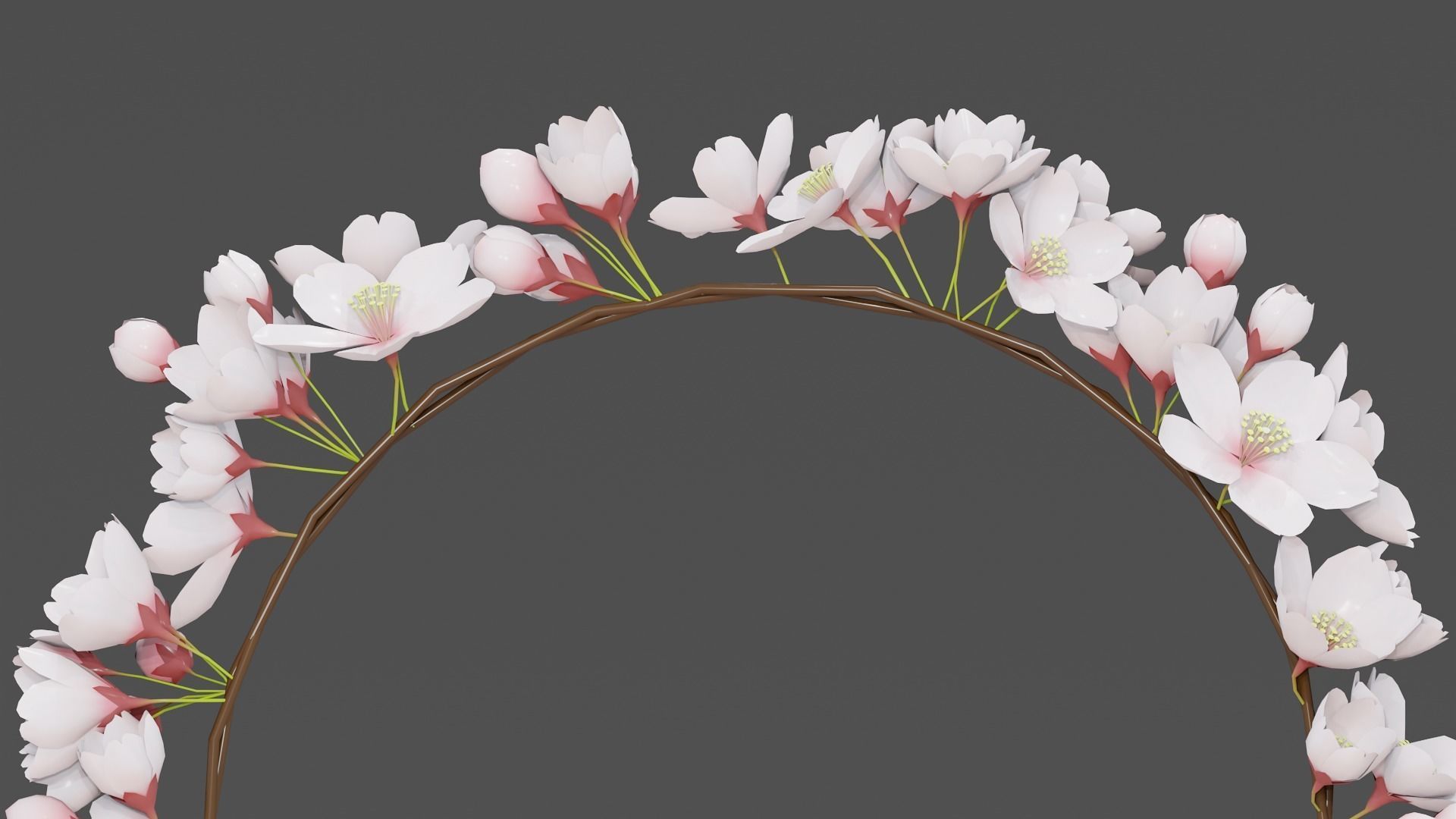 Saku Japanese Flowers Wreath Greek wreath 3D model rigged | CGTrader