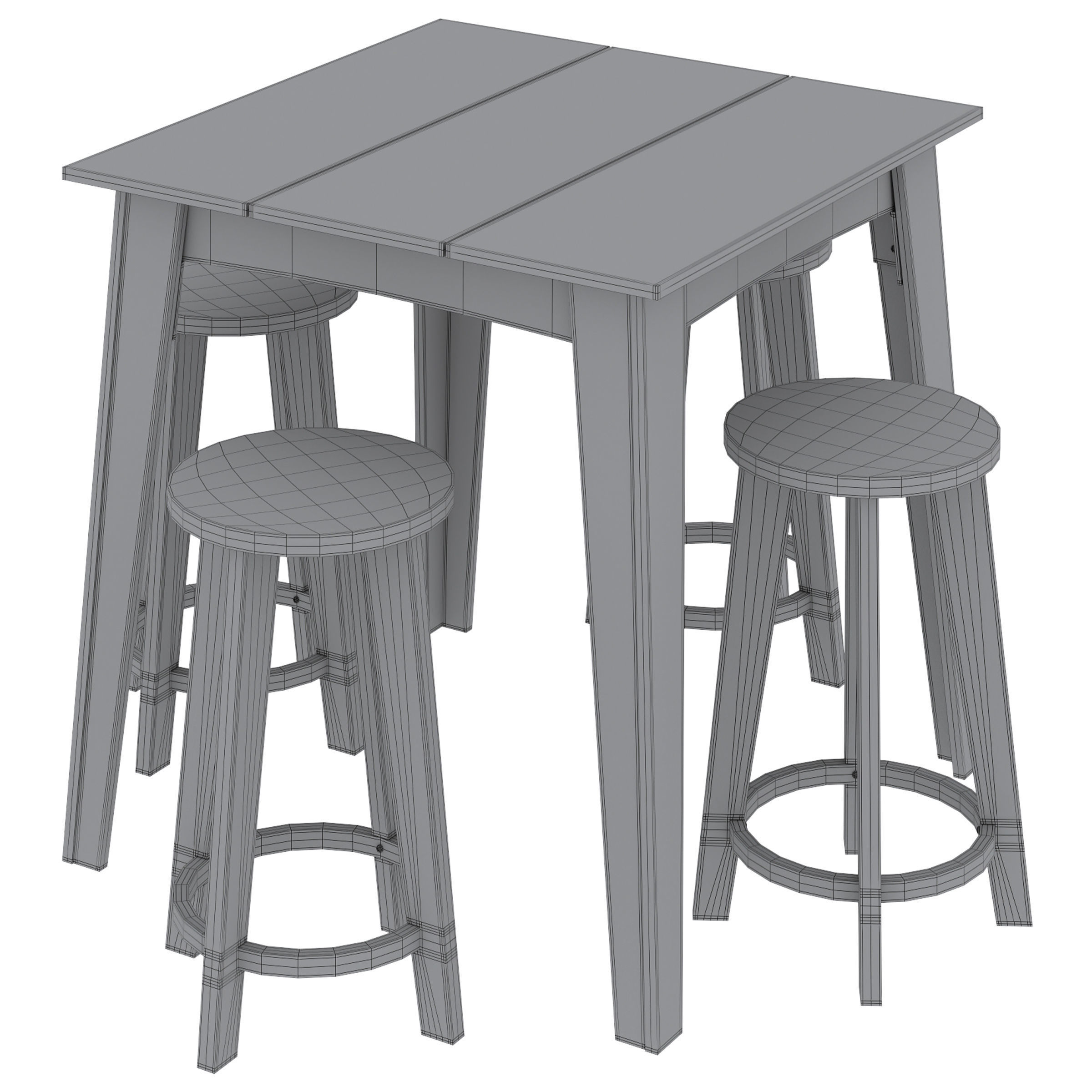 Alfresco Counter Table Square and Norm Stool by Loll designs 3D model | CGTrader