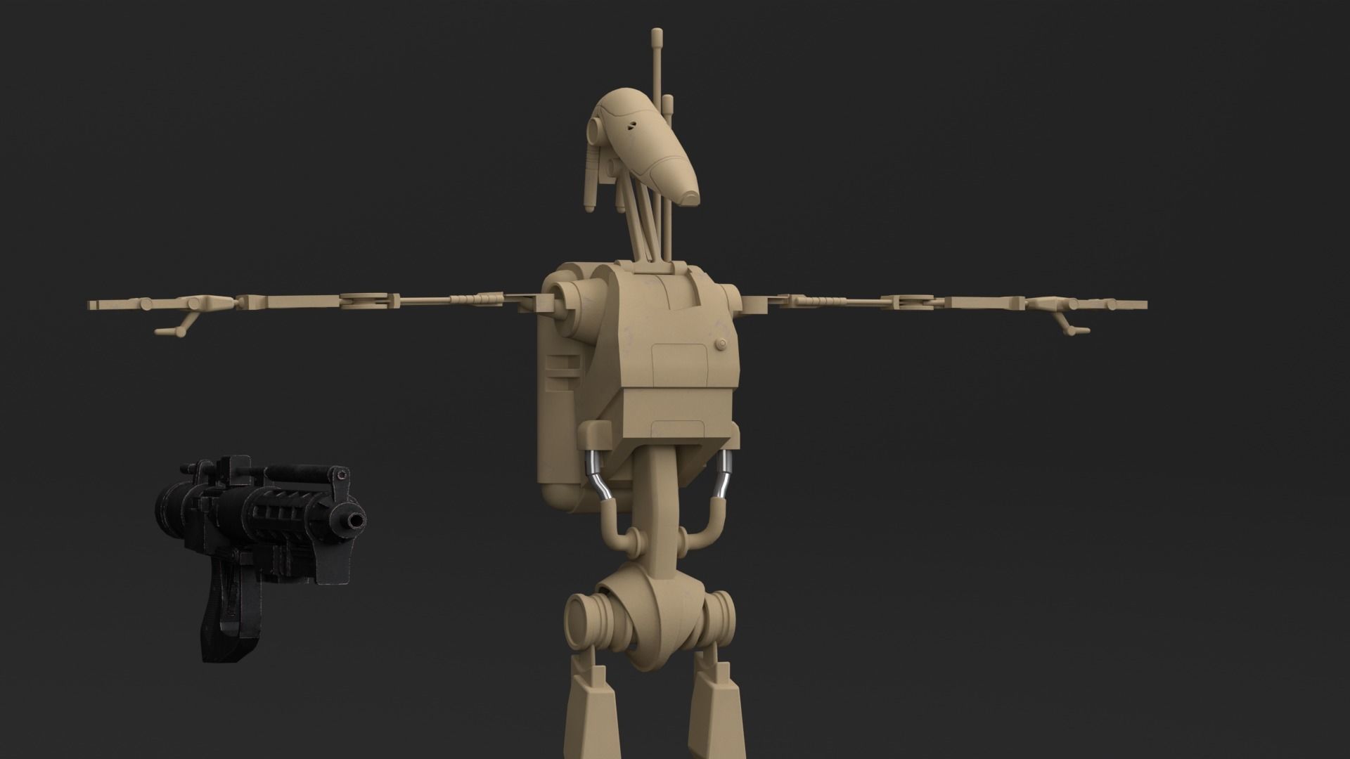 B1 Battle Droid Rigged 3D Asset - Clone Wars style 3D model rigged ...