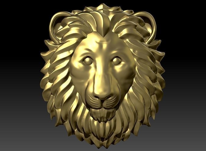 Lion head relief figure 3D printing STL lion head sculpture 3D model 3D ...