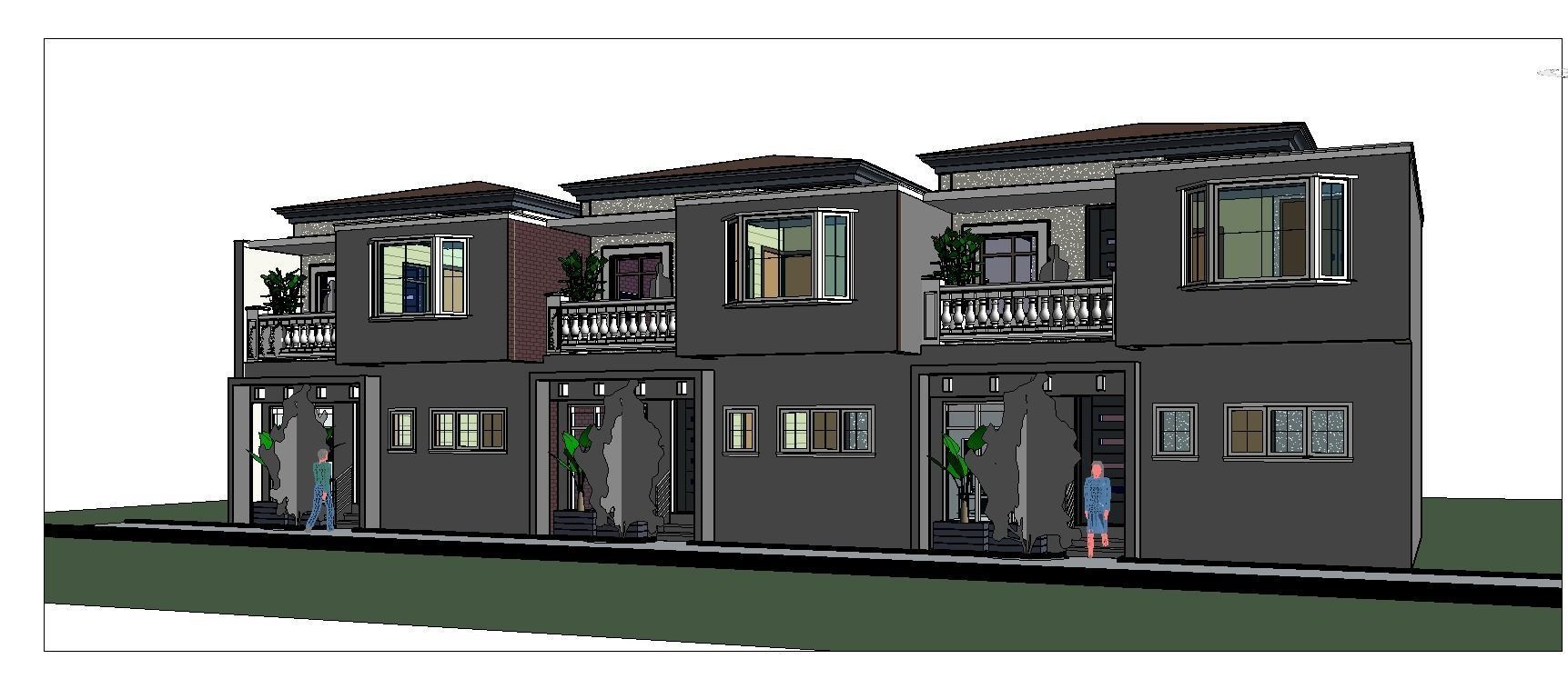 3D model Three Block apartment Building VR / AR / low-poly | CGTrader