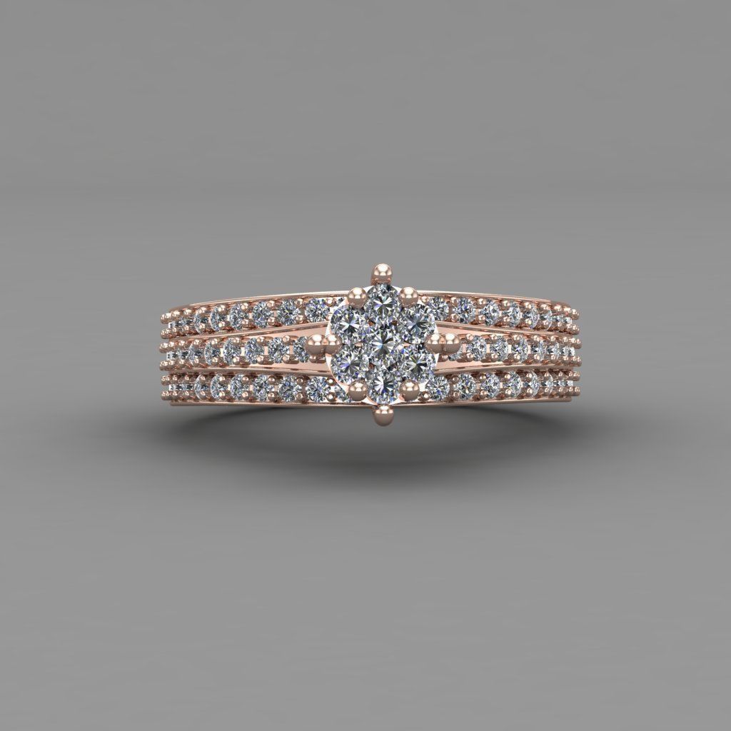 Rose Gold Women Diamond Ring 3D print model 3D model 3D printable ...