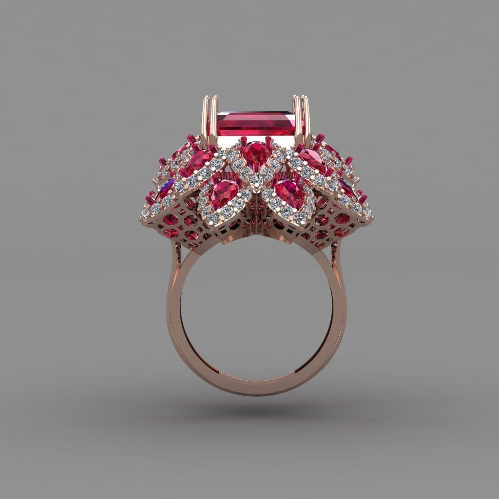 Rose Gold Women Diamond Ring 3D print model 3D model 3D printable ...