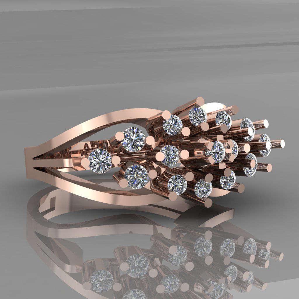 Rose Gold Women Diamond Ring 3D print model 3D model 3D printable ...