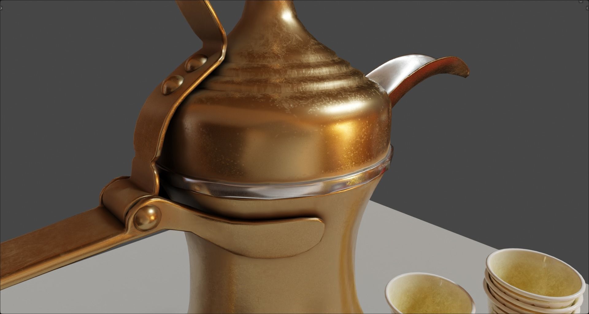 3D model Arabic coffee Set Dallah and cups VR / AR / low-poly | CGTrader