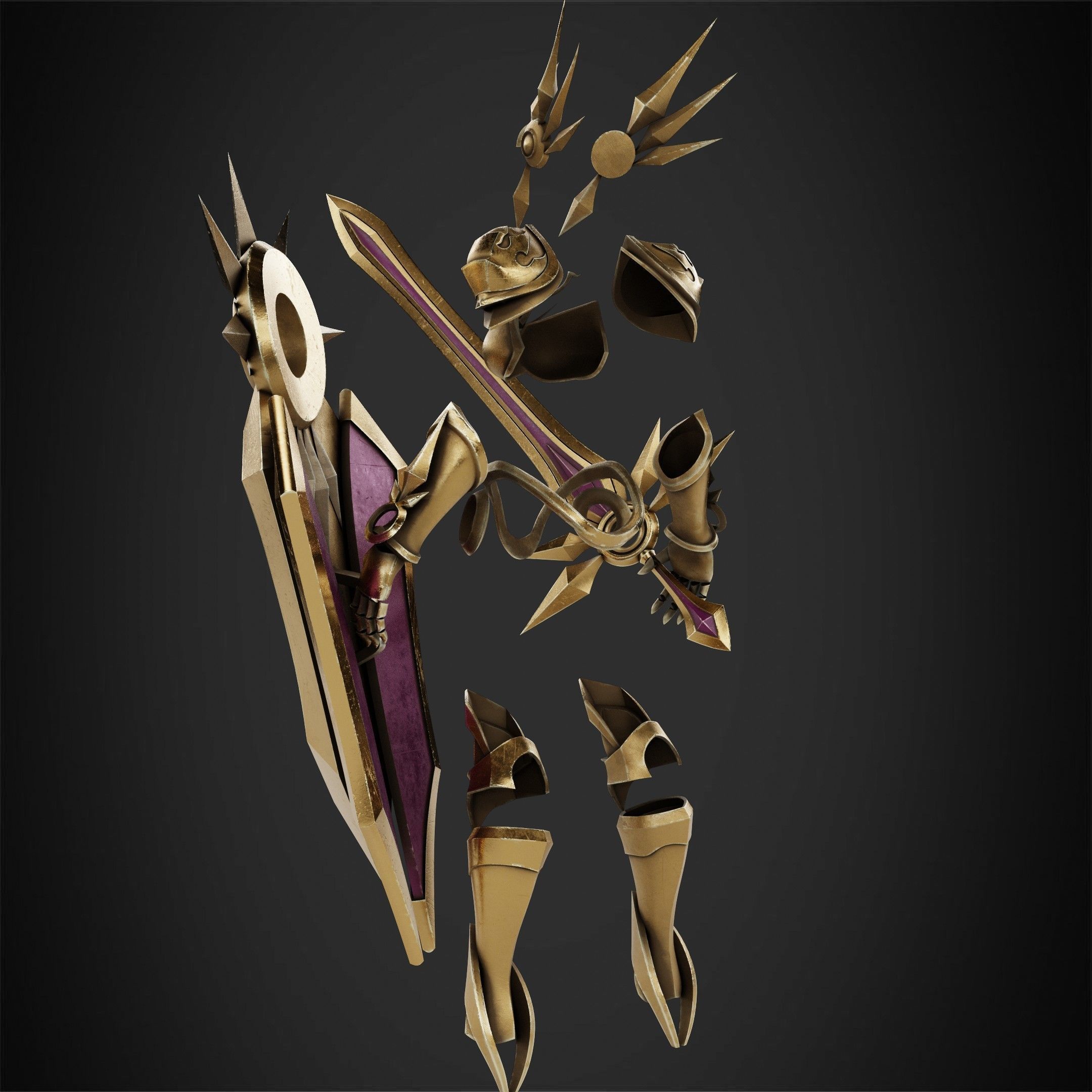 League of Legends Leona Armor with Shield and Blade for Cosplay 3D ...